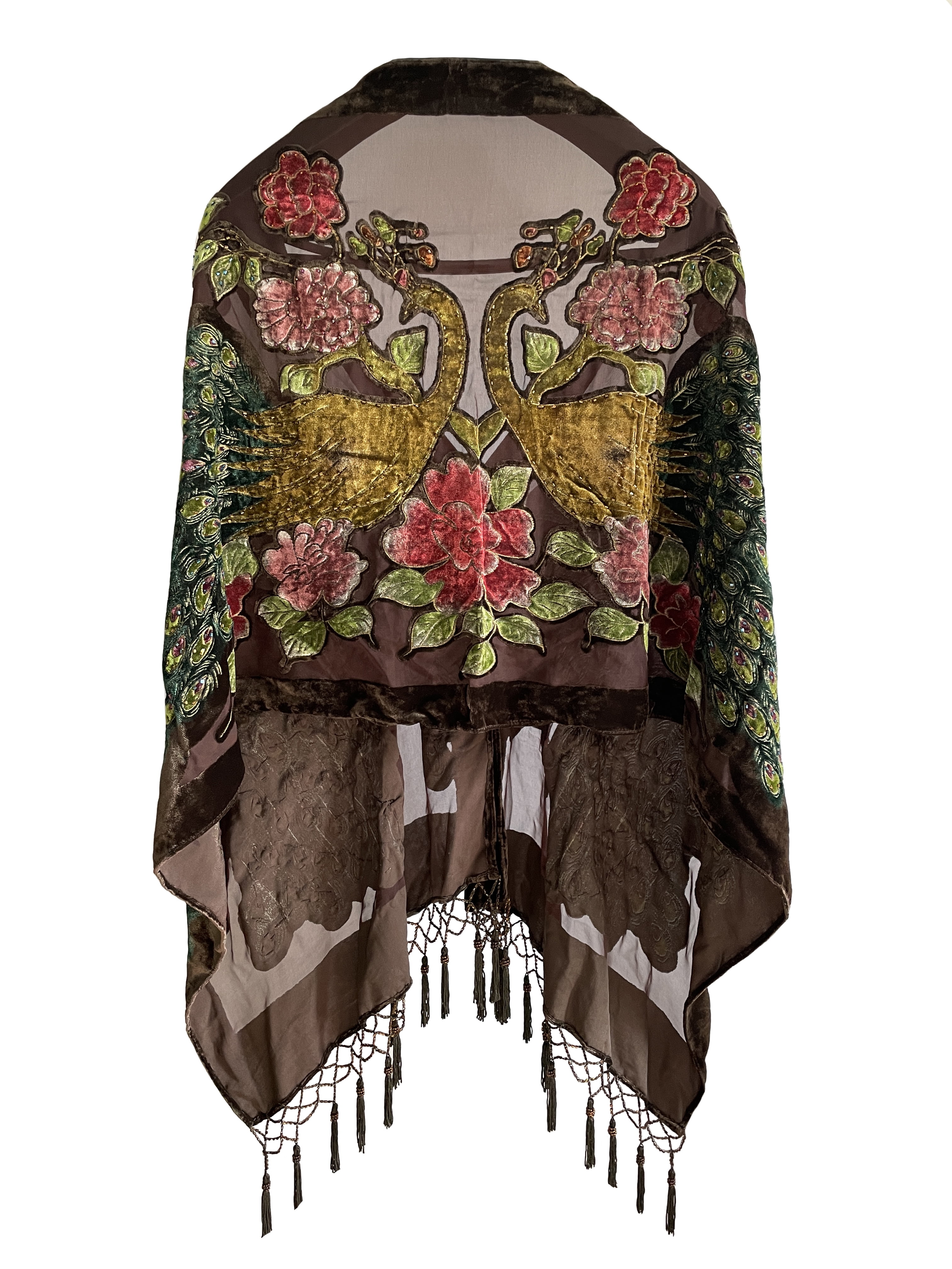 Peacock Velvet Shawl with Fringe Beaded Shawl for Women Peacock scarf ...