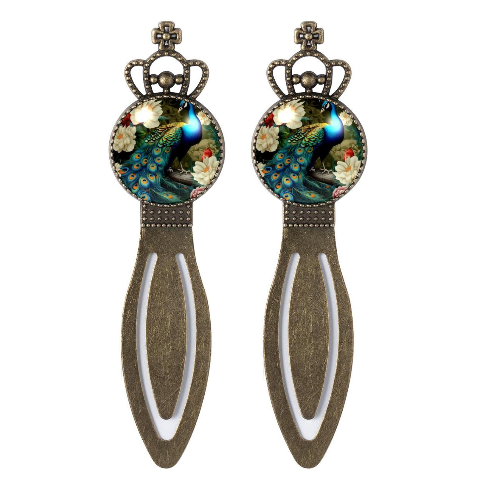 Peacock Vintage Copper Crown-Shaped Bookmarks: Stainless Steel Reading ...