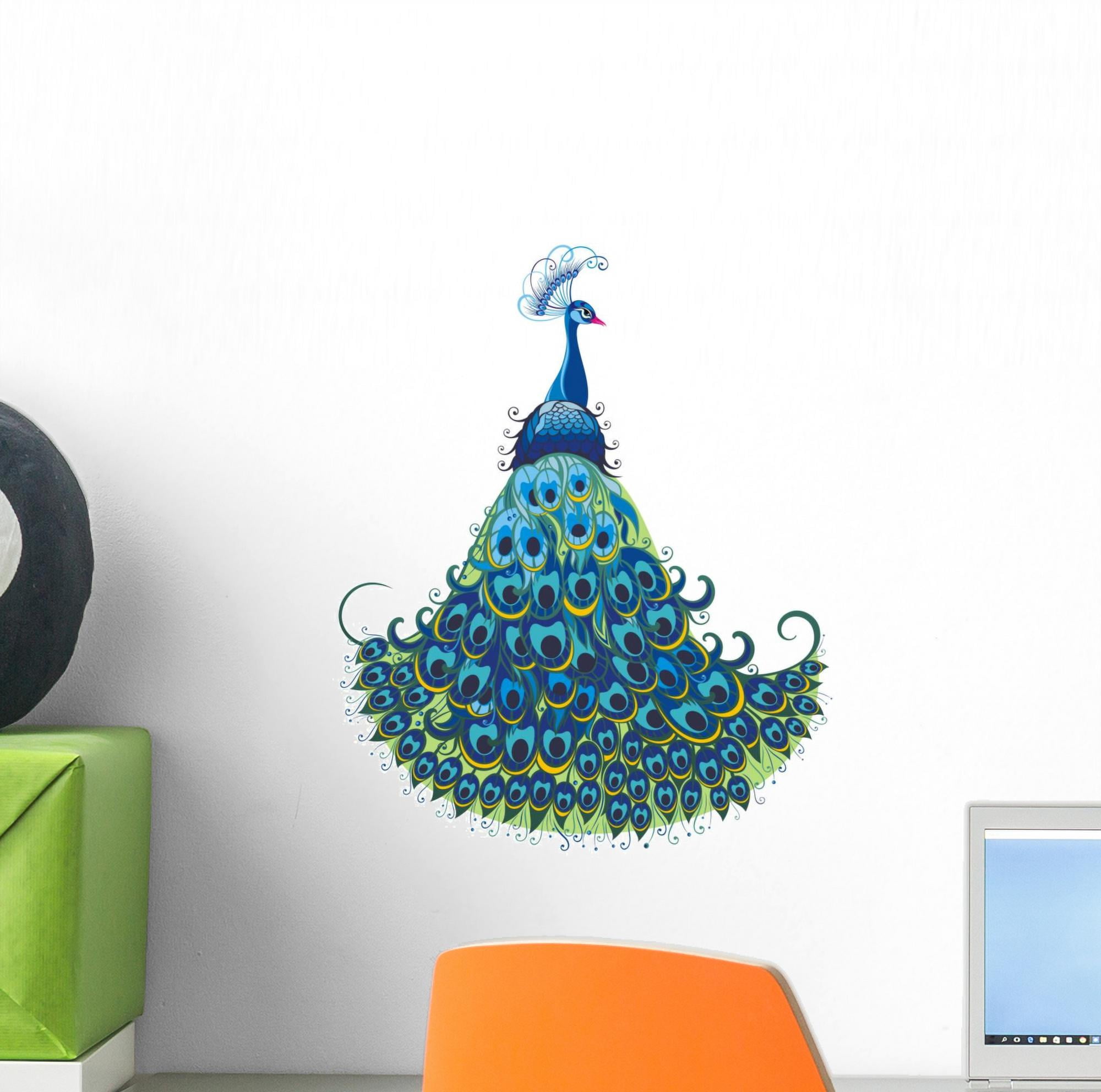 Peacock Wall Decal Sticker by Wallmonkeys Vinyl Peel and Stick Graphic ...