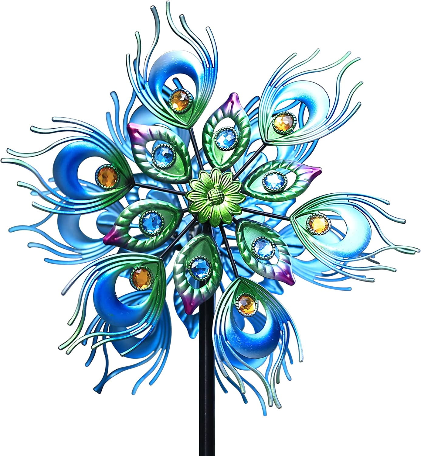 Peacock Wind Spinner, 48Inch Double Wind Sculpture, Wind Sculptures ...