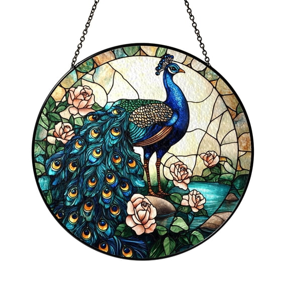 Peacock Window Suncatcher – Stained Glass Style Bird Art - Walmart.com