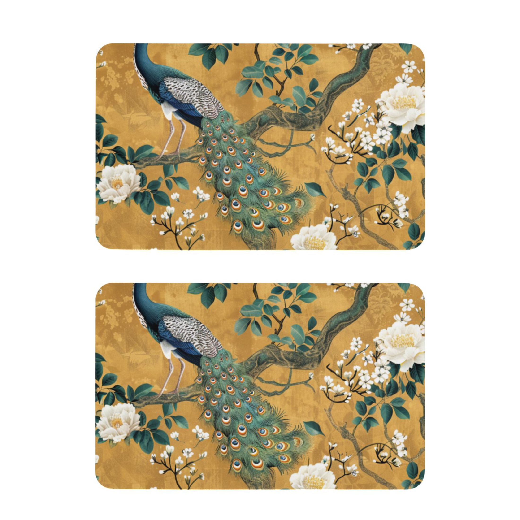 Peacock and Flower Refrigerator Magnet Stickers Square Fridge Magnetic ...