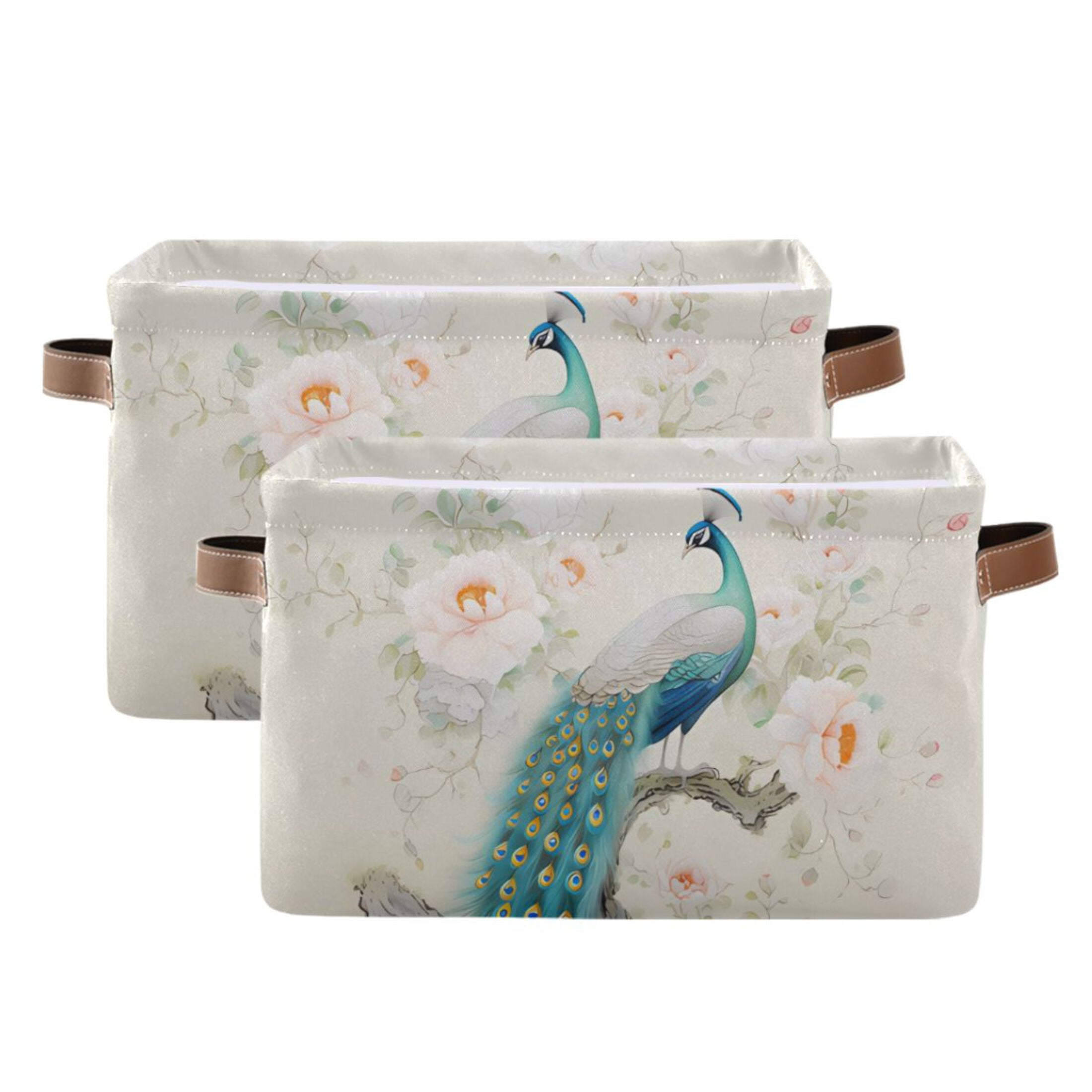Peacock and Flowers Storage Basket Large Bin Laundry Boxes Toys ...