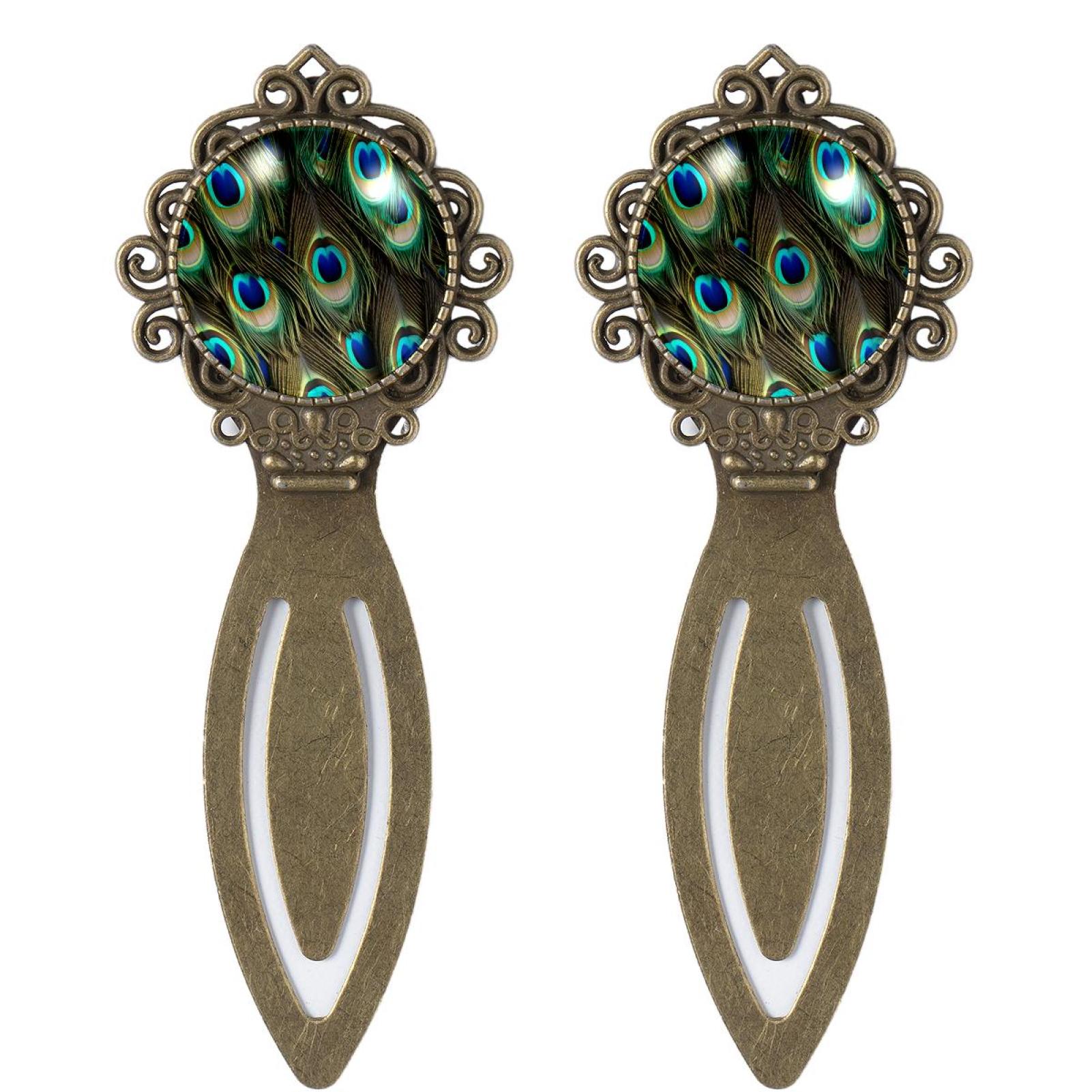 Peacock feathers Copper-Colored Lace Bookmarks Set of 2 - Stainless ...