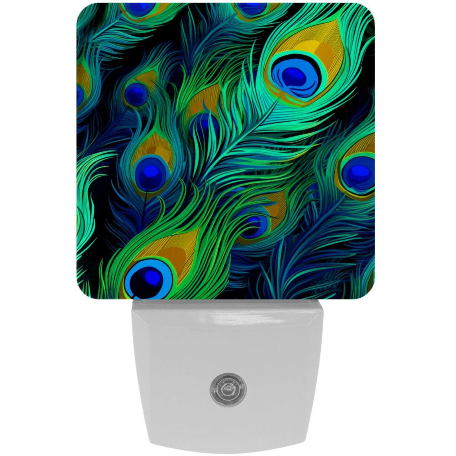 Peacock feathers LED Square Night Lights - Energy Efficient and Stylish Room Lighting Solution ...