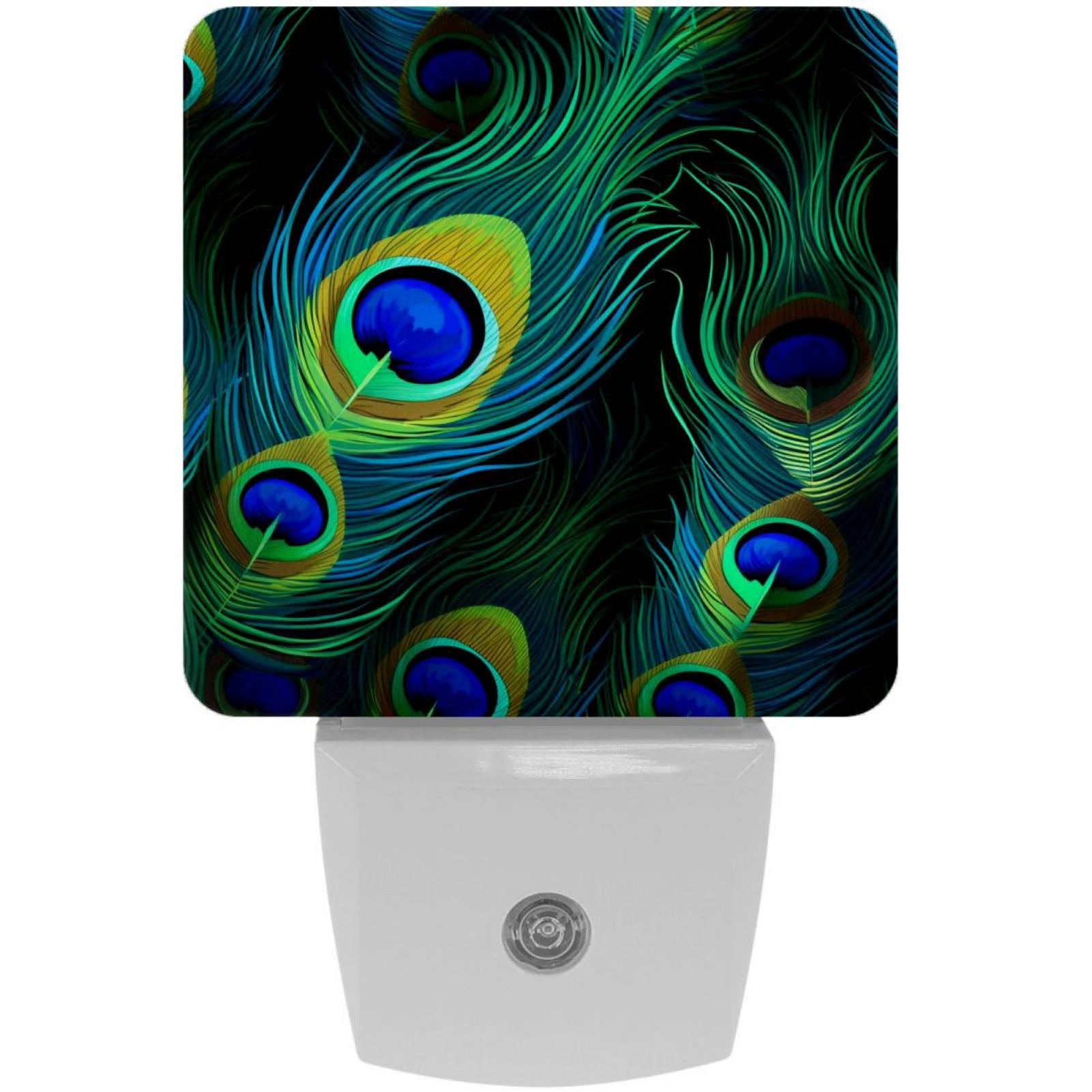 Peacock feathers LED Square Night Lights - Energy Efficient and Stylish ...