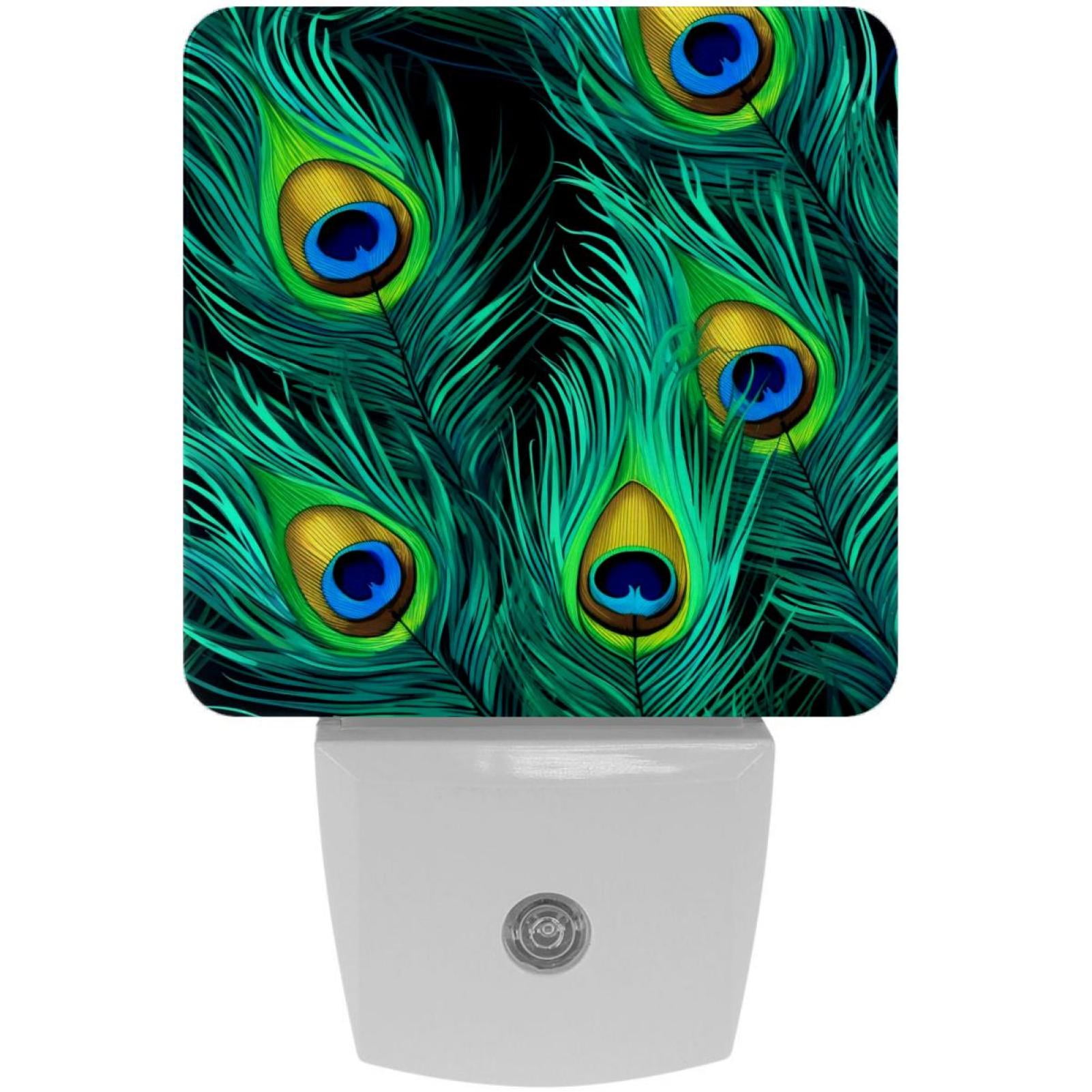 Peacock feathers LED Square Night Lights - Modern and Versatile Plug-in ...