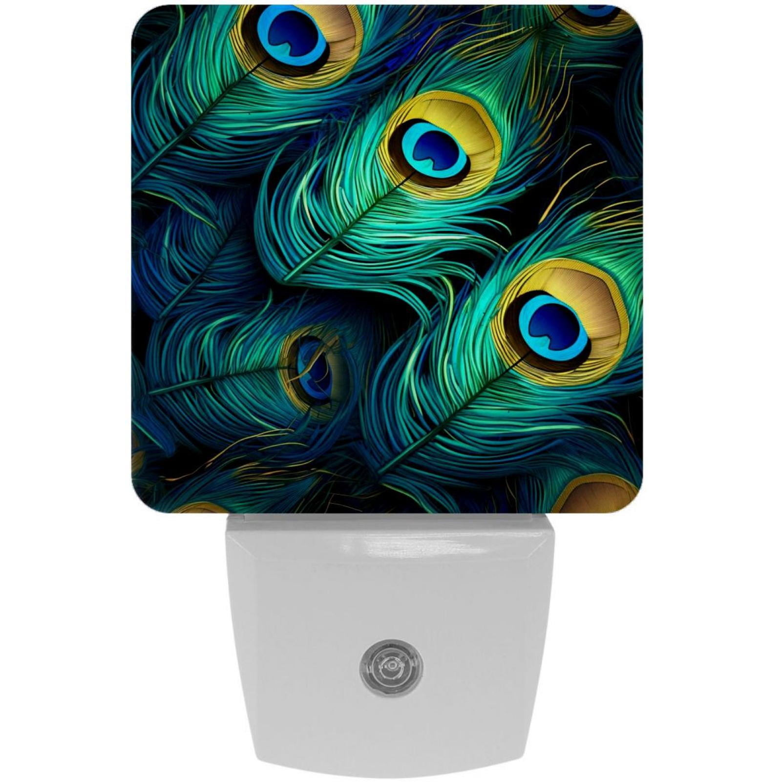Peacock feathers LED Square Night Lights - Portable and Stylish for ...