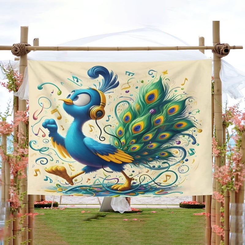 Peacock pattern wall hanging 50*60 inches high-quality peach skin ...