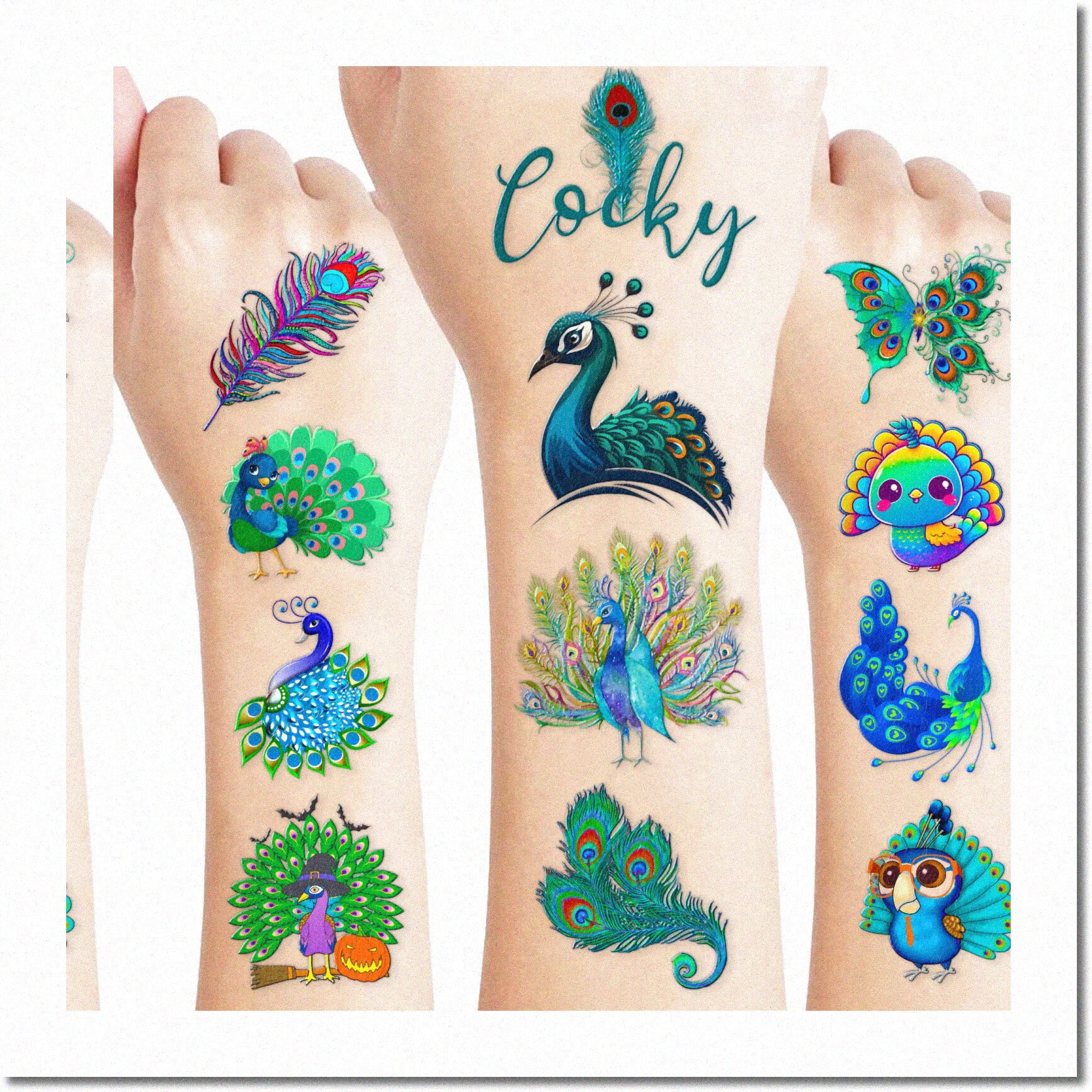 Peacock's Delightful Diwali Sticker Set - 80PCS Blue Themed Temporary ...