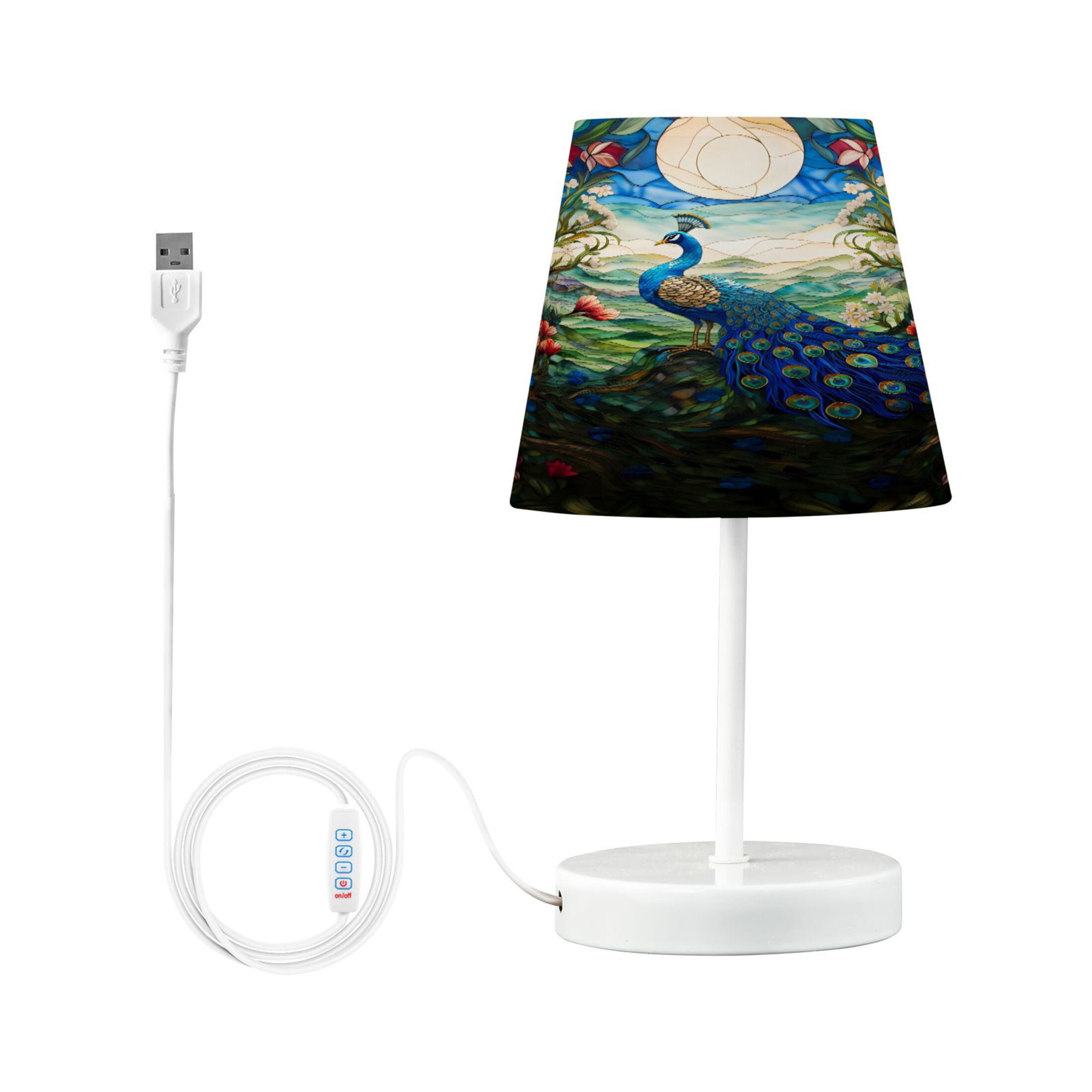 Peacock with Moon Desk Lamp LED Table Nightstand Lamps with 3 Color ...