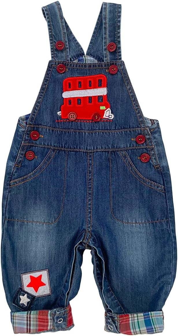 Peacolate 3M-24M Baby Boy Denim Overalls Bus Pants for Infant Toddler ...