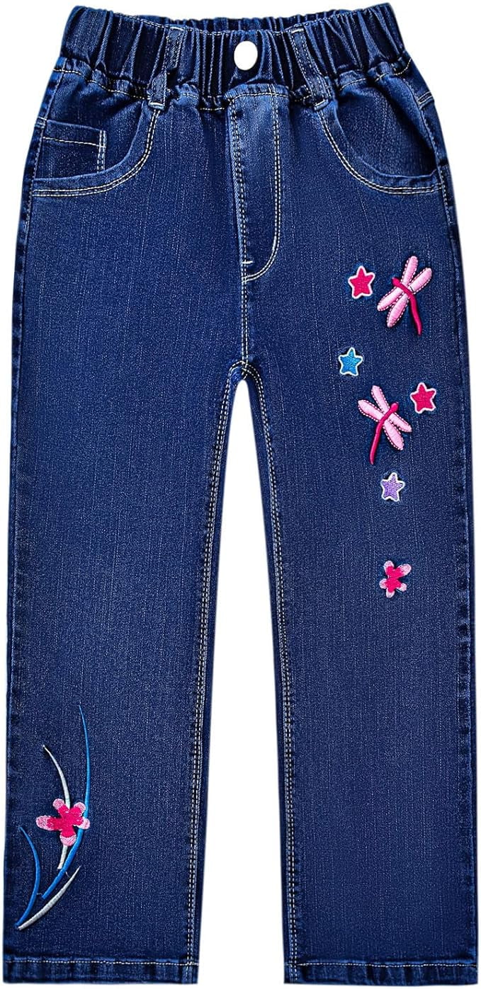 Peacolate 5-12 Years Little Big Girl Dark Blue Trousers Embroidered ...