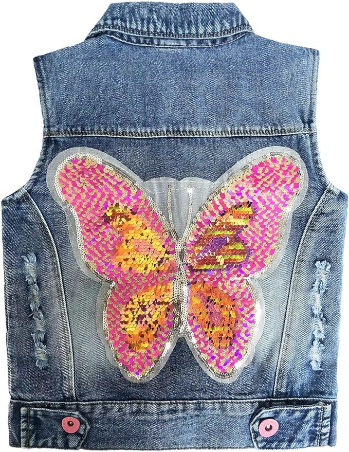 Peacolate Little Big Girls Denim Vest Distressed Sleeveless Jacket ...