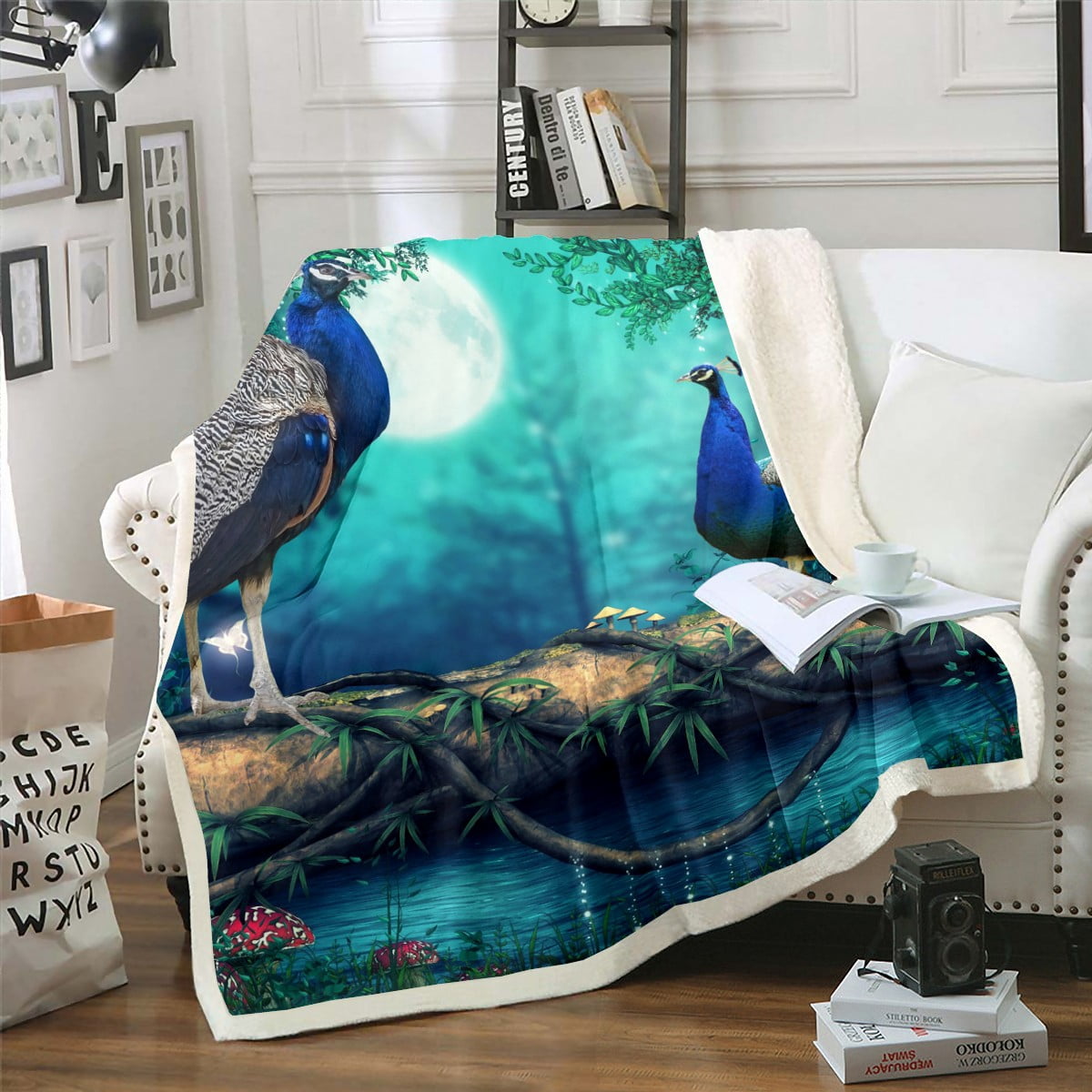 Peafowl Throw Blanket Peacock Peahen Blanket 90"x90" ,Southern Wildlife ...