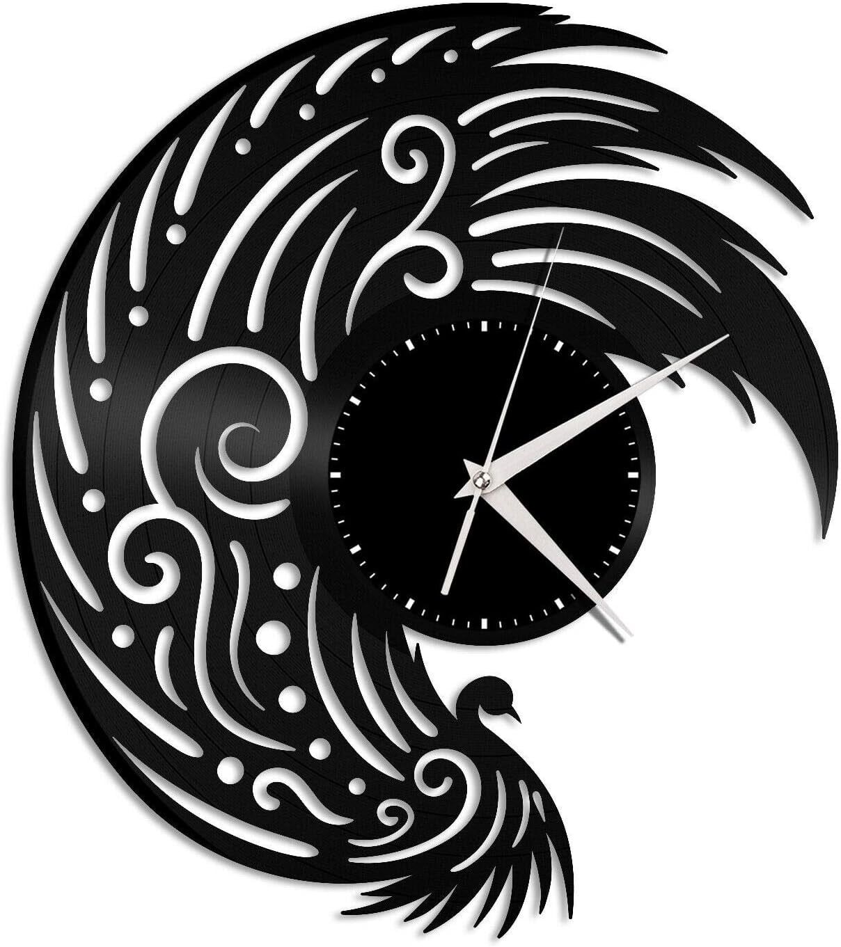 Peafowl Vinyl Wall Clock,Vinyl Record Clock Wall Art Black Handmade Art ...