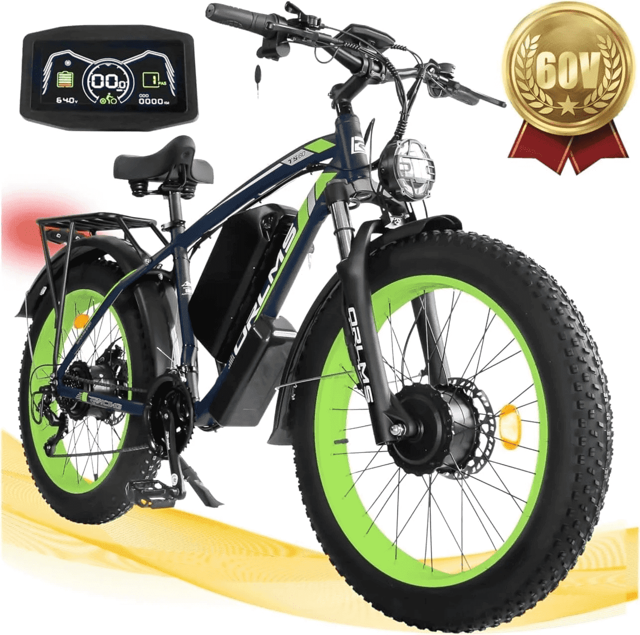 5000W Peak Dual Motor Ebike, 60V 25AH Battery Electric Bike for Adults, AWD 21-Speed 45MPH ...