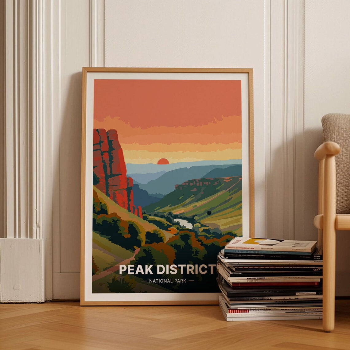 Peak District Sunset Poster, Uk National Park Wall Art, Hope Valley ...