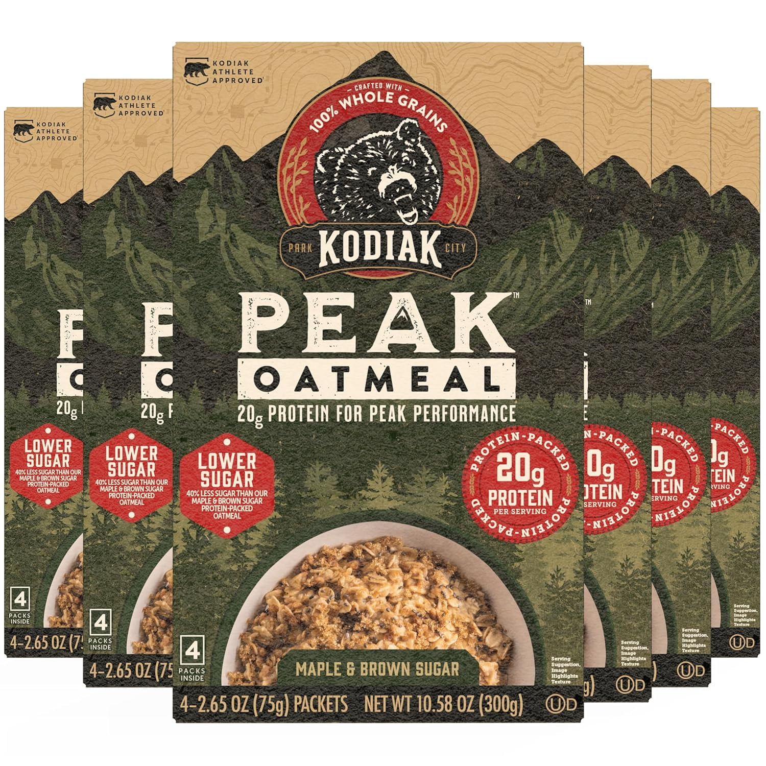 Peak Instant Oatmeal Packets, Maple Brown Sugar, High Protein,100% ...