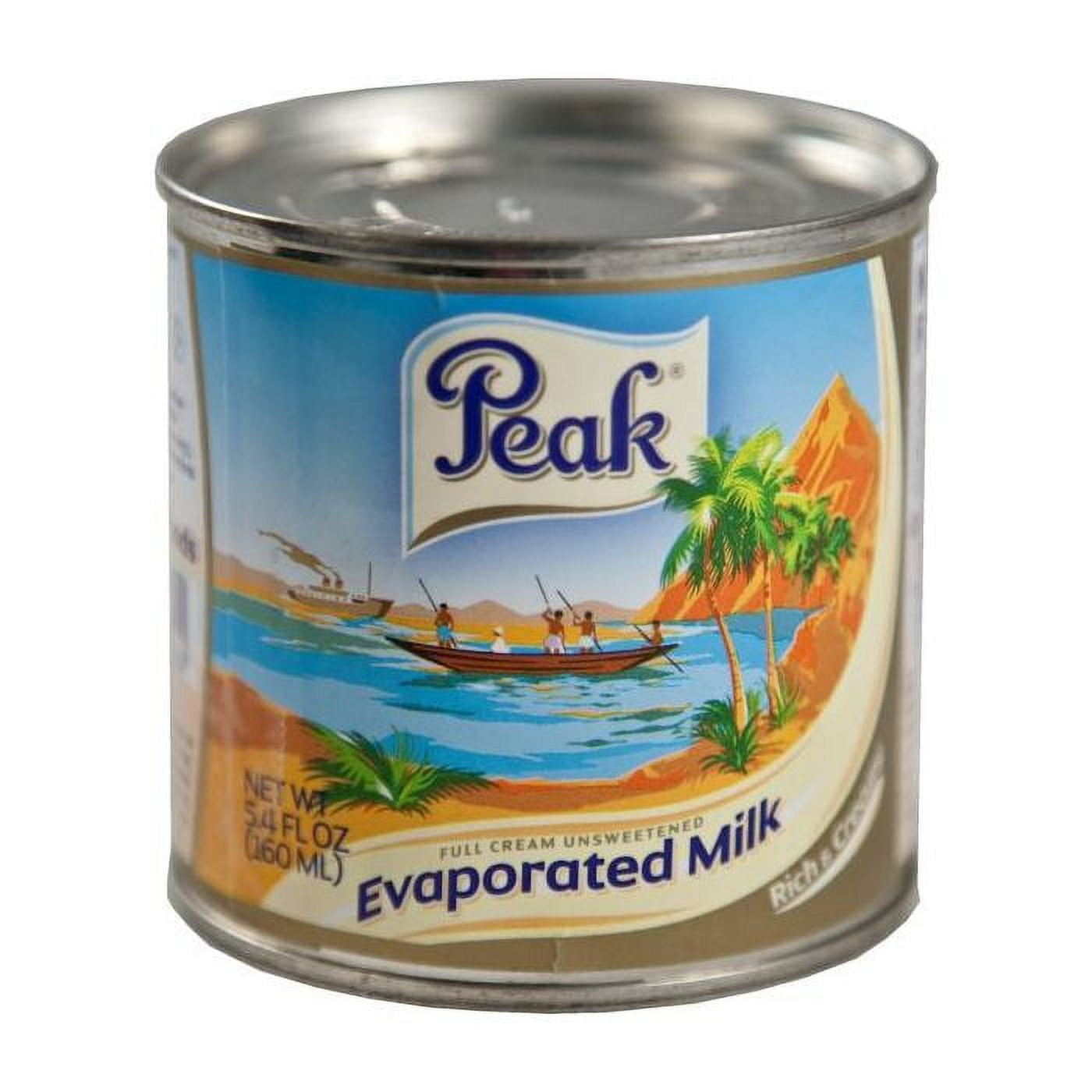 PEAK Evaporated Milk, Creamy Whole Milk, Unsweetened, 158ml, Pack of 6 ...