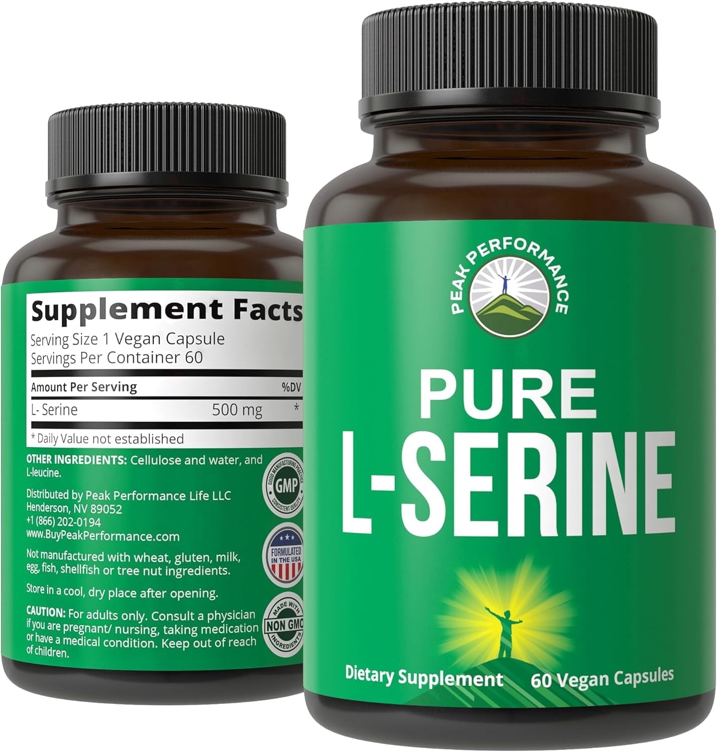 Peak Performance L-Serine Capsules 500mg Best Brain and Nootropic Amino ...
