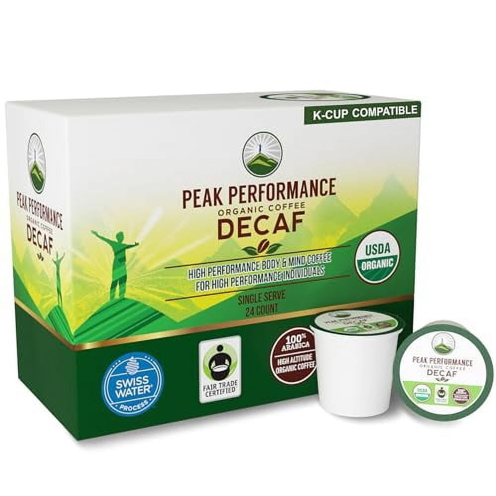 Peak Performance Organic Decaf Coffee Pods. Low Acid K-CUP Keurig Compatible High Altitude USDA ...