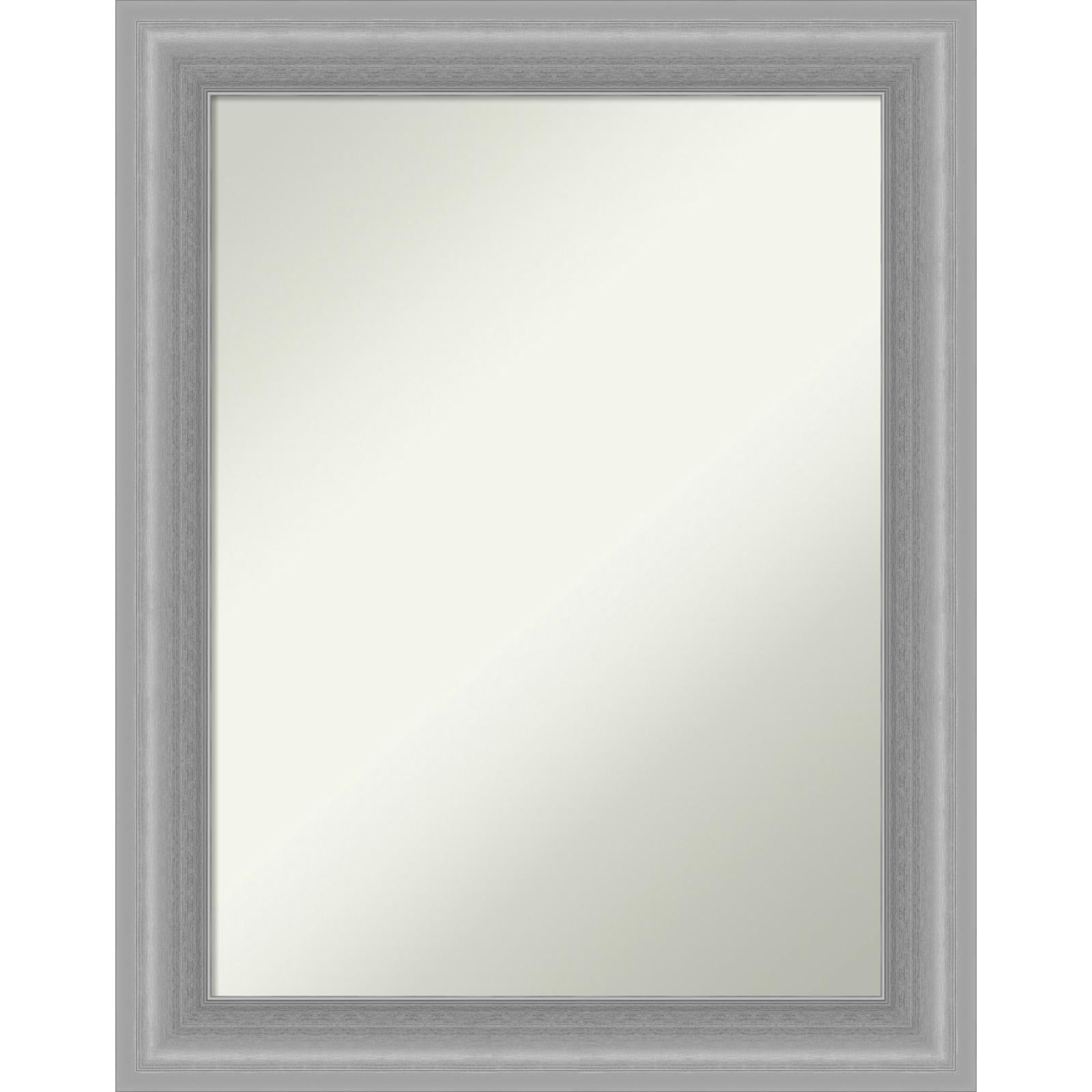 Peak Polished Nickel Narrow Non-Beveled Wood Bathroom Wall Mirror ...