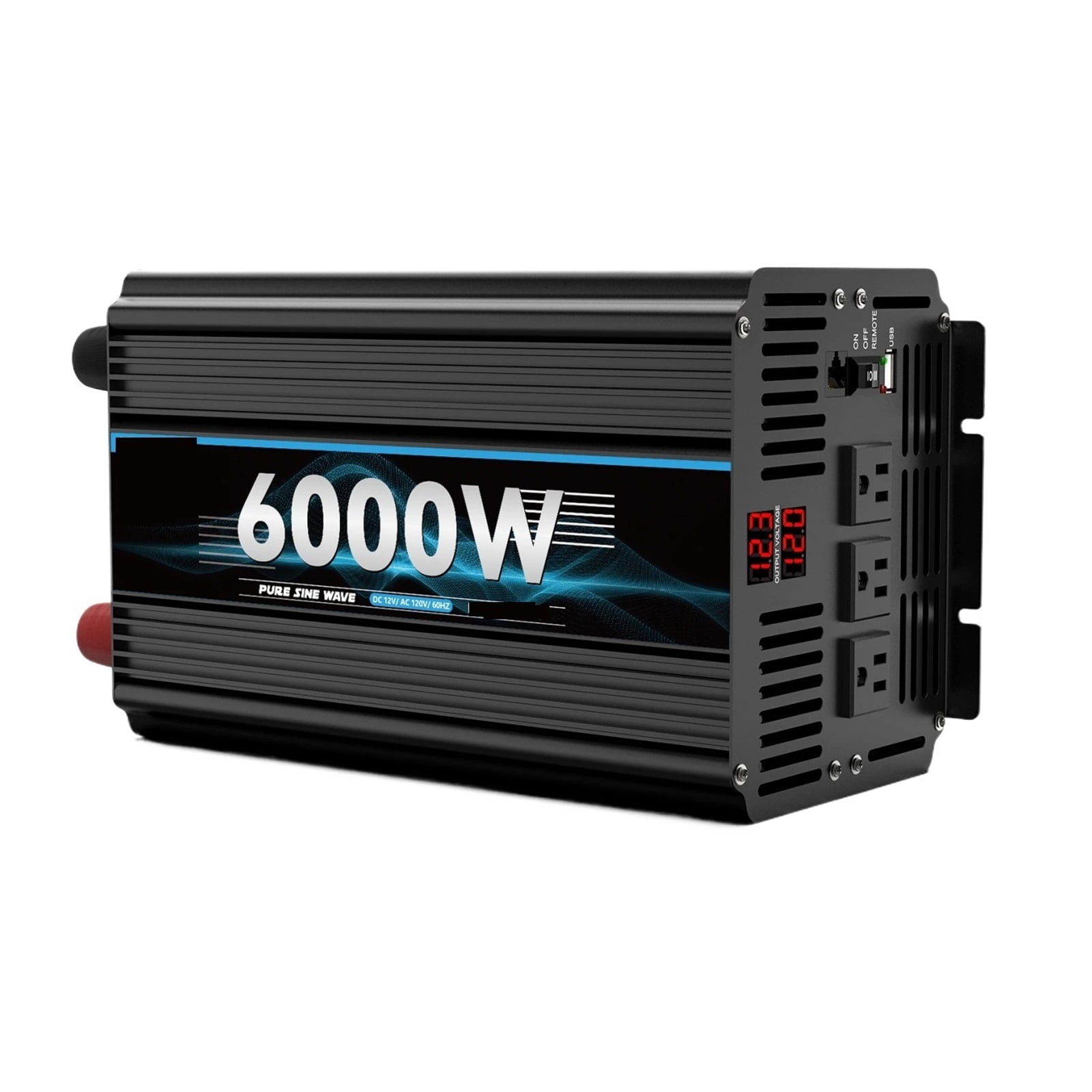 Peak Power 6000W Power Inverter 3000W DC 12V To AC 110 120 ,2AC LCD ...