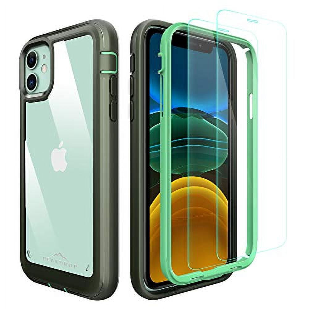 PeakDrop Case for iPhone 11, [2 x Tempered Glass Screen Protector] Full Body Heavy Duty ...