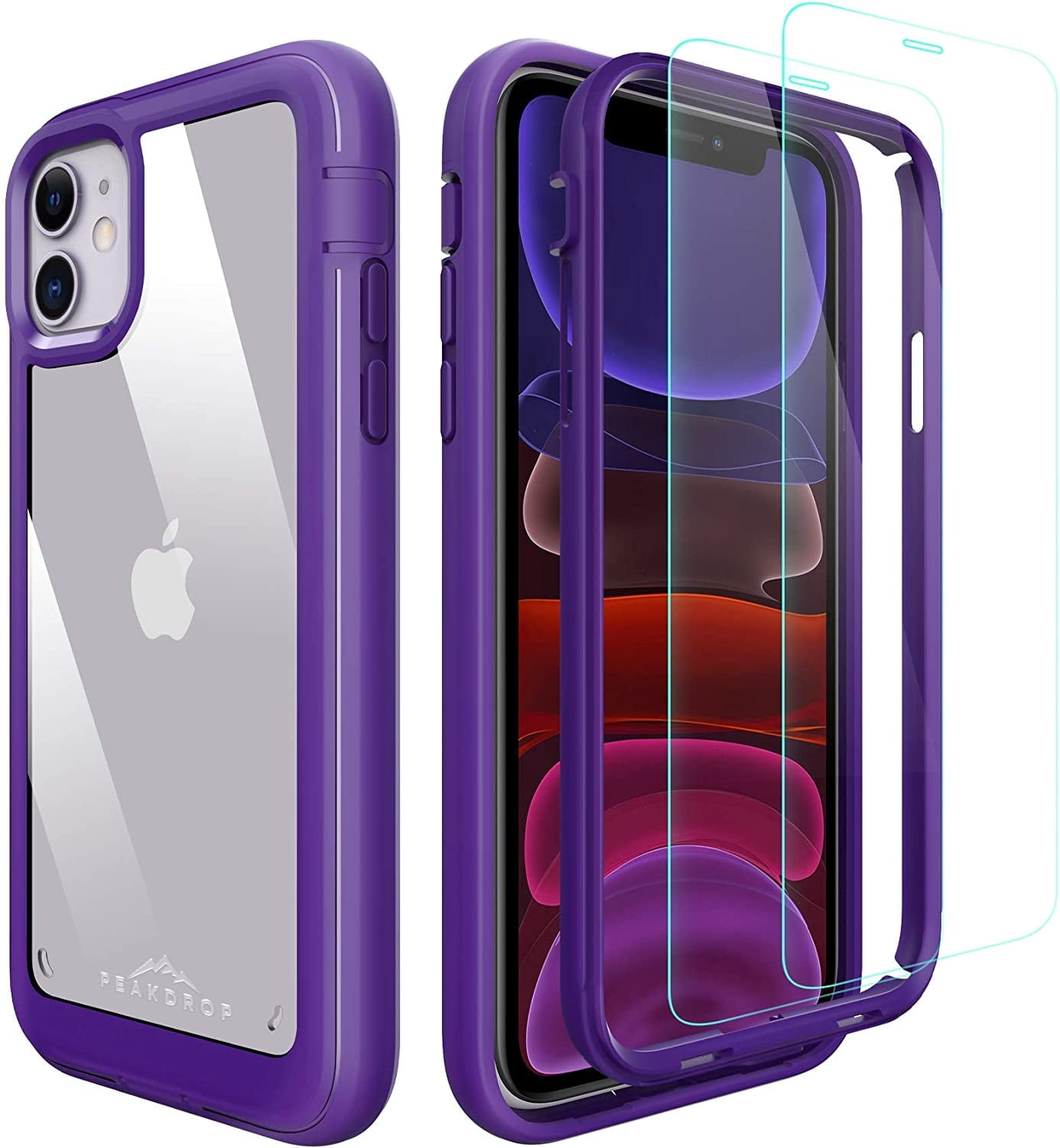 PeakDrop Case for iPhone 11, and [2 x Tempered Glass Screen Protector ...