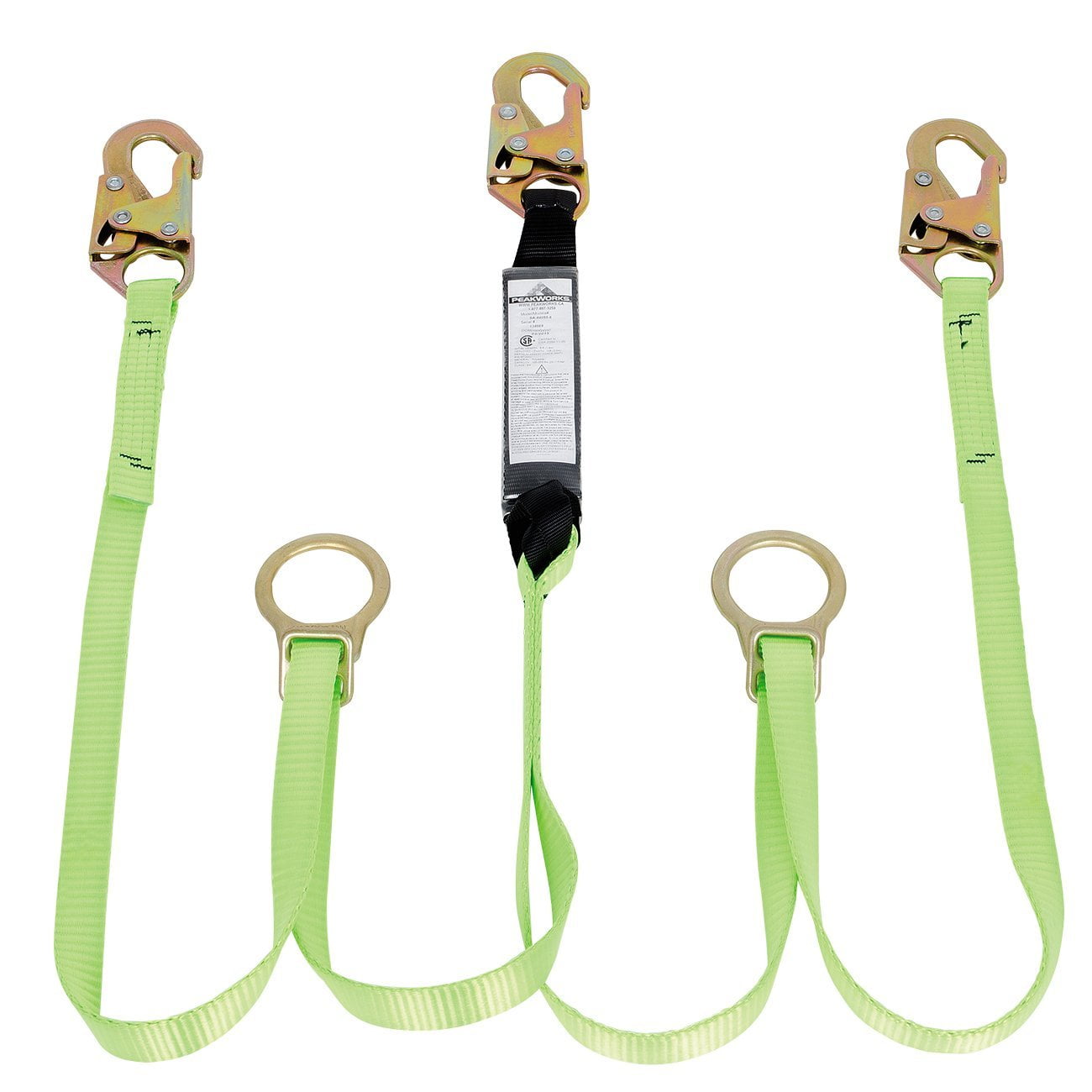 PeakWorks CSA 6' 1.8 m Shock Pack - Snap Hooks & Tie Backs - Twin Leg ...