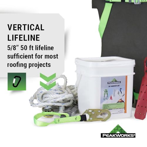 PeakWorks Fall Protection Roofer's Kit, Complete Safety Gear for ...