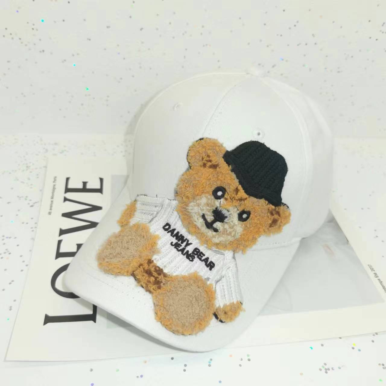 Peaked cap bear embroidery female sweet versatile sports couple student ...