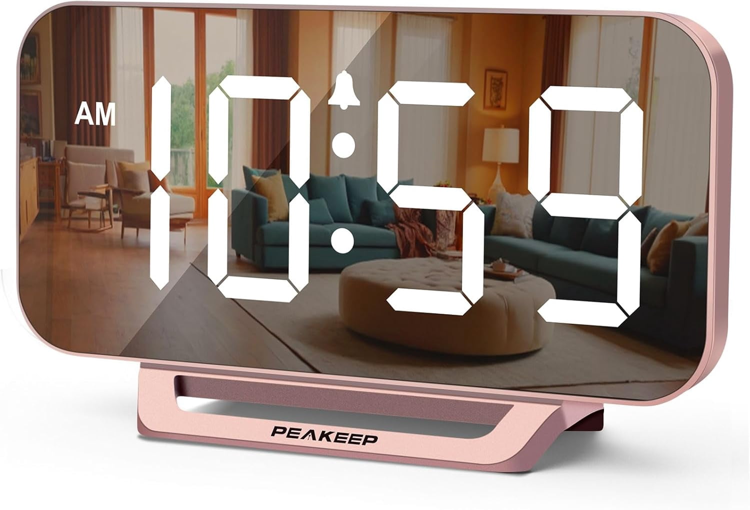 Peakeep Slim Digital Mirror Clock, Aesthetic Alarm Clock for Bedroom ...