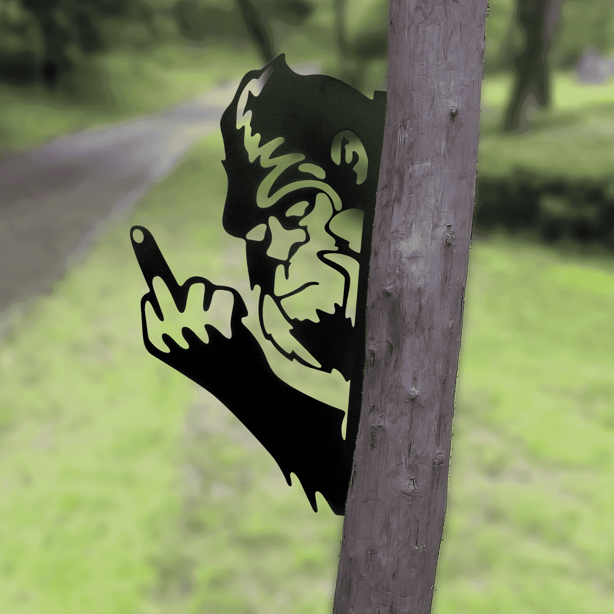 Funny Bigfoot Peek-a-Boo Metal Sign - Mischievous Sasquatch Hiding ...