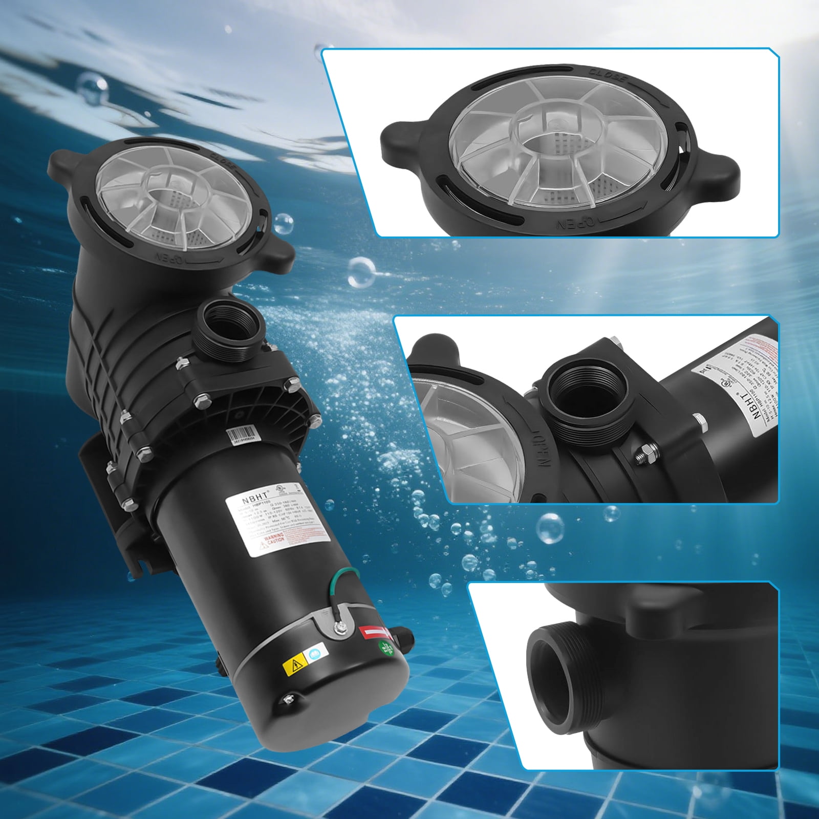Peakora 1.5 HP 110V Inground Pool Pump 100.4GPM Filter Garden Lnground ...
