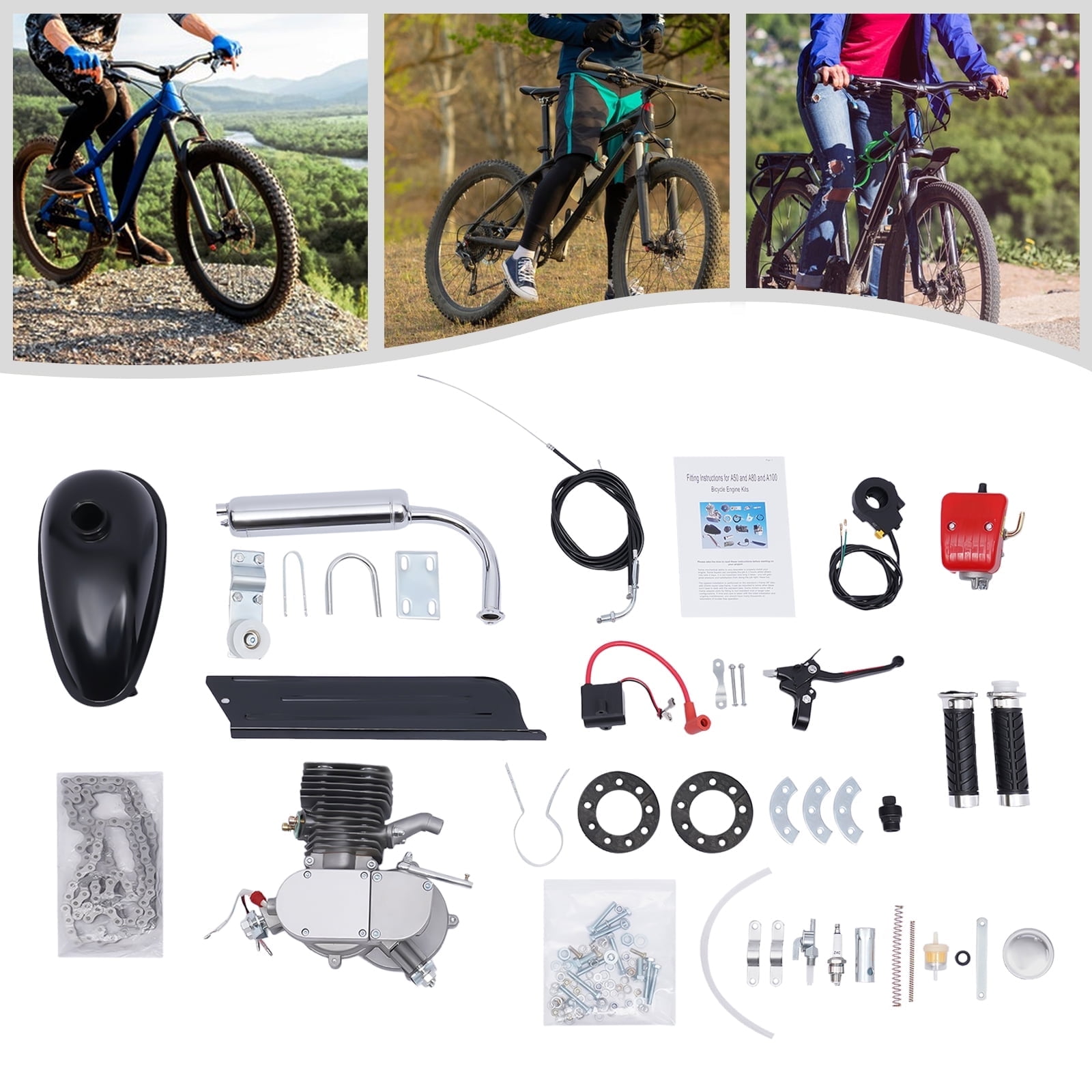 Peakora 100cc 2-Stroke Bicycle Engine Kit 36 Teeth Bike Motor Kit with ...