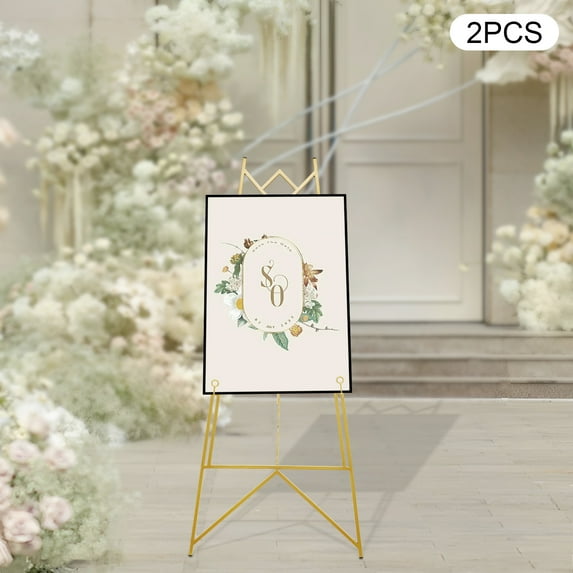 Peakora 2-Pack Gold Easel Stand for Sign Adjustable Welcome Display ...
