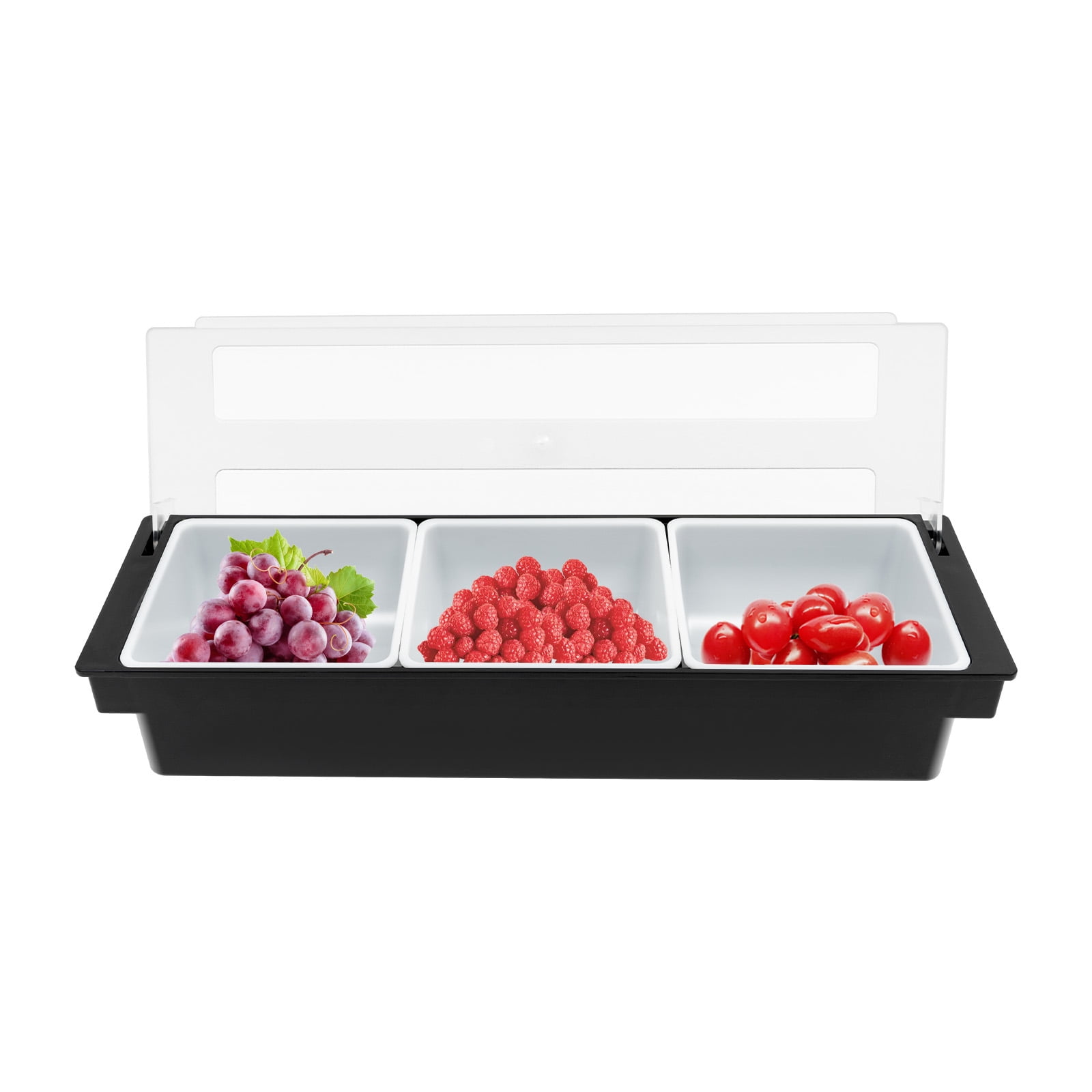 Peakora 3-Compartment Plastic Fruit Box Food-Grade Pp Material Flip Lid ...