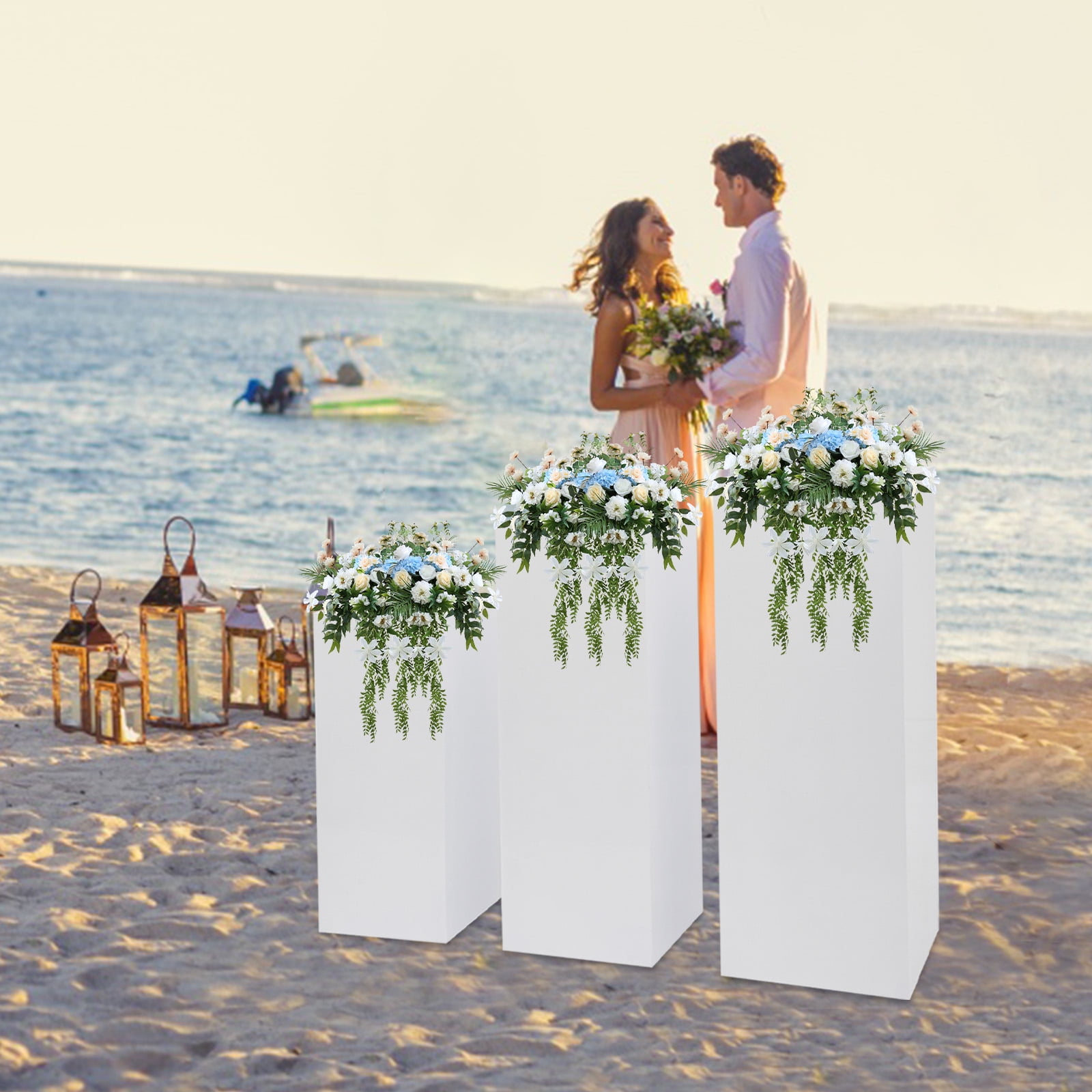 Peakora 3 PCS White Display Pedestal Stands, Square Tall Pedestal ...