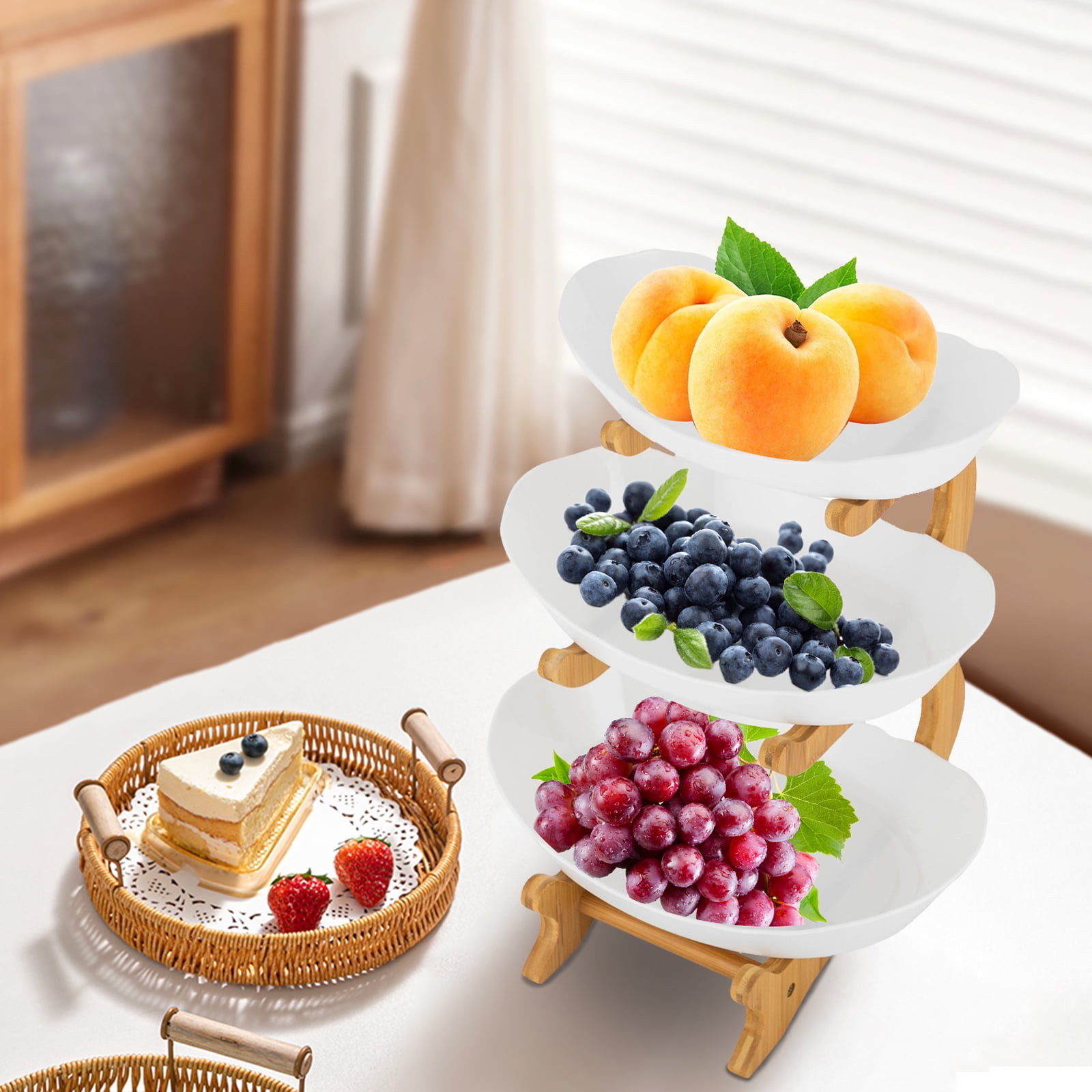 Peakora 3 Tier Fruit Basket White Fruit Bowl 3-Tier Serving Bowls with ...