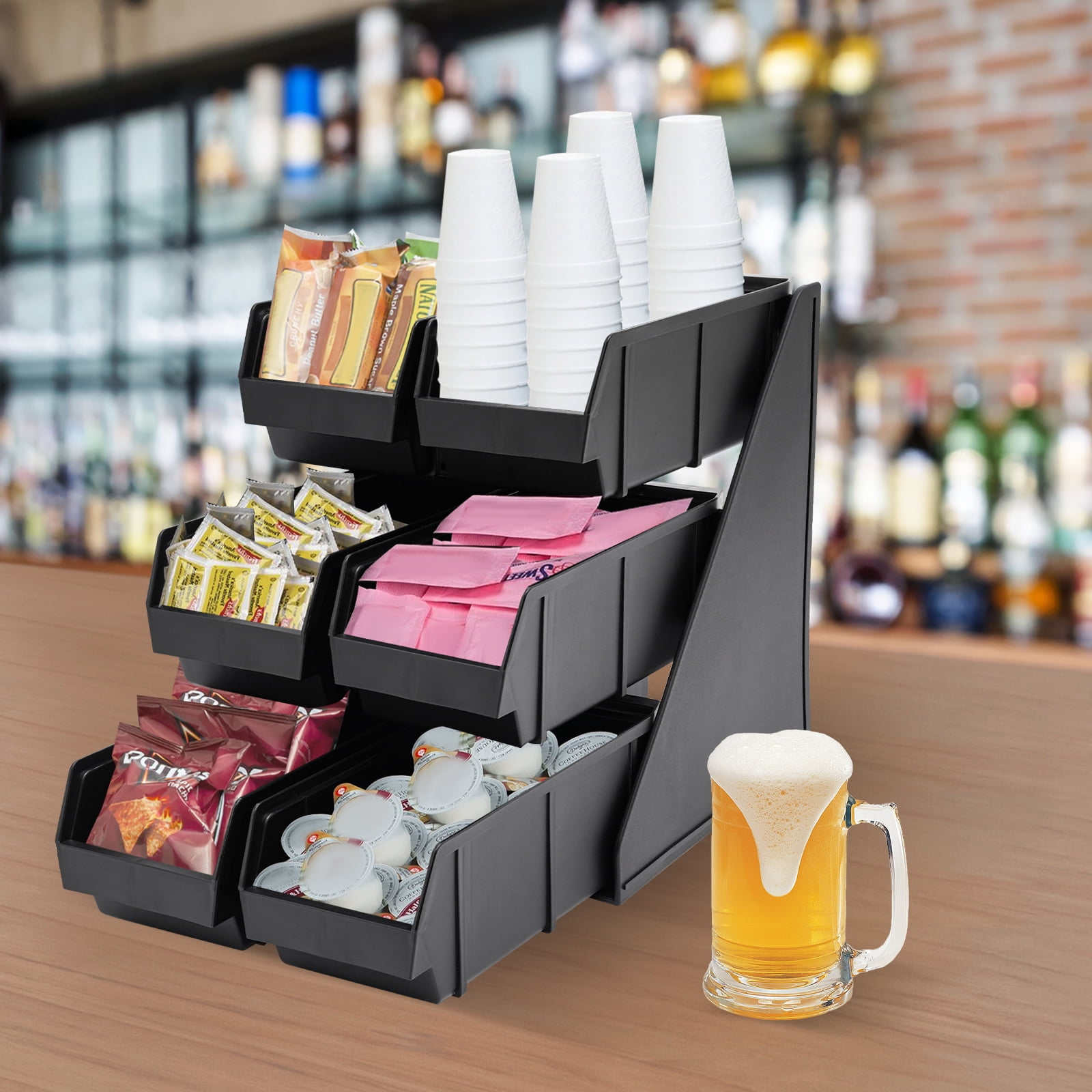 Peakora 3 Tier Serve Condiment Bin with 6 Compartment, Countertop ...