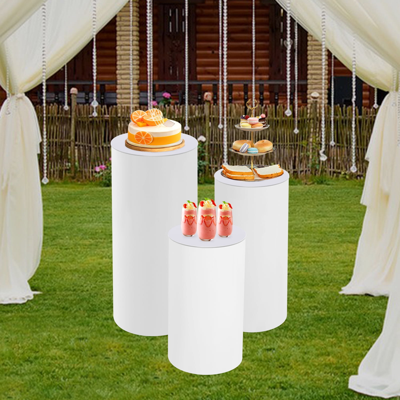 Peakora 3PCS Event Cake Pedestal Display Stand Cylinder Wedding Cake ...