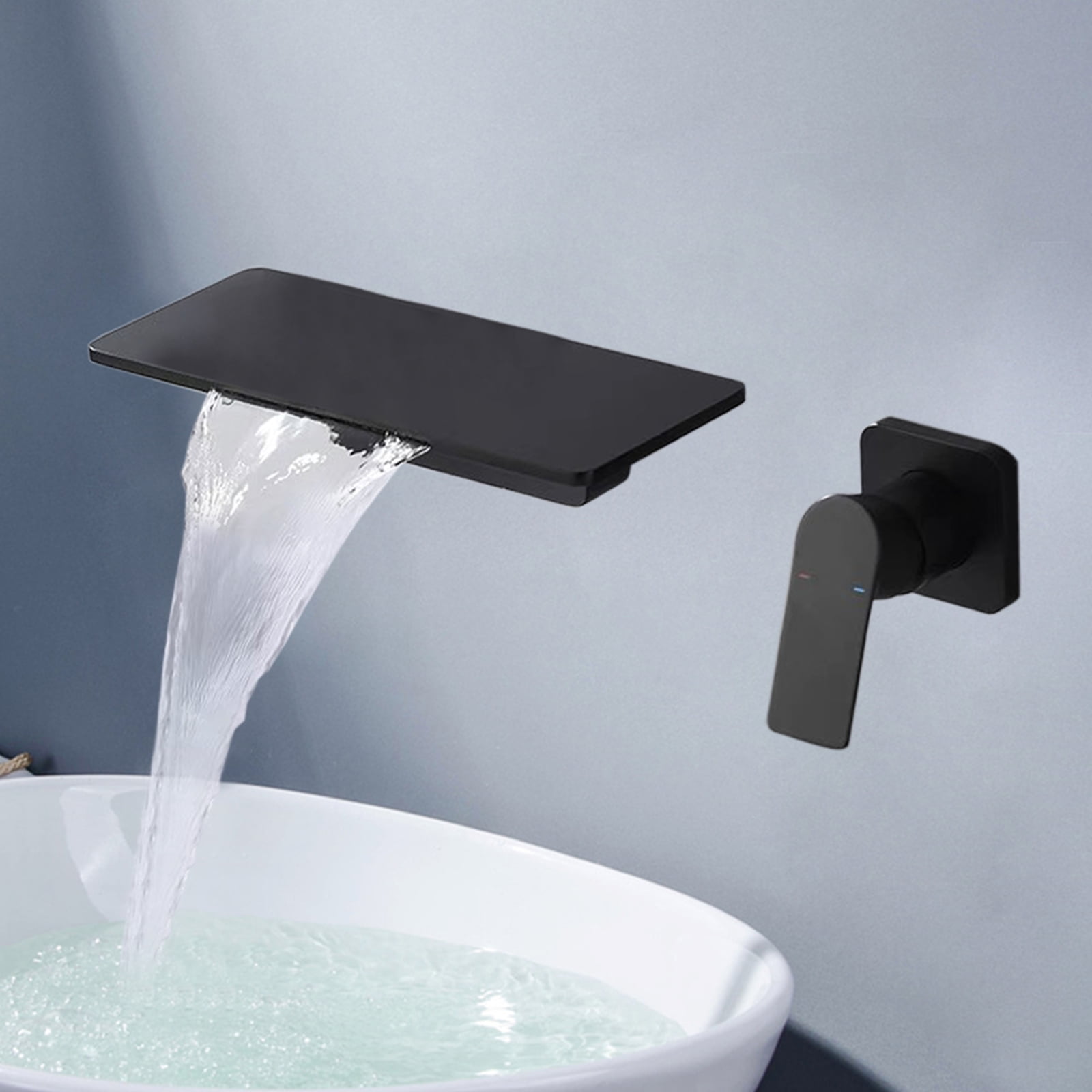 Peakora Bathroom Waterfall Spout Faucet Wall-Mounted Hold & Cold Mixer ...