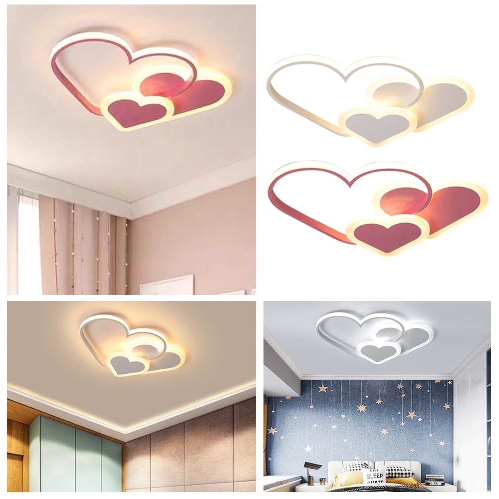 Peakora Creative Heart-Shaped Ceiling Light – Pink LED Light with ...