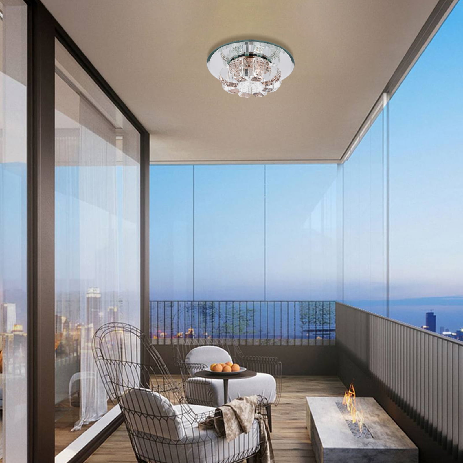 Peakora Crystal Ceiling Lamp Adjustable with Two-Color Light Modern ...