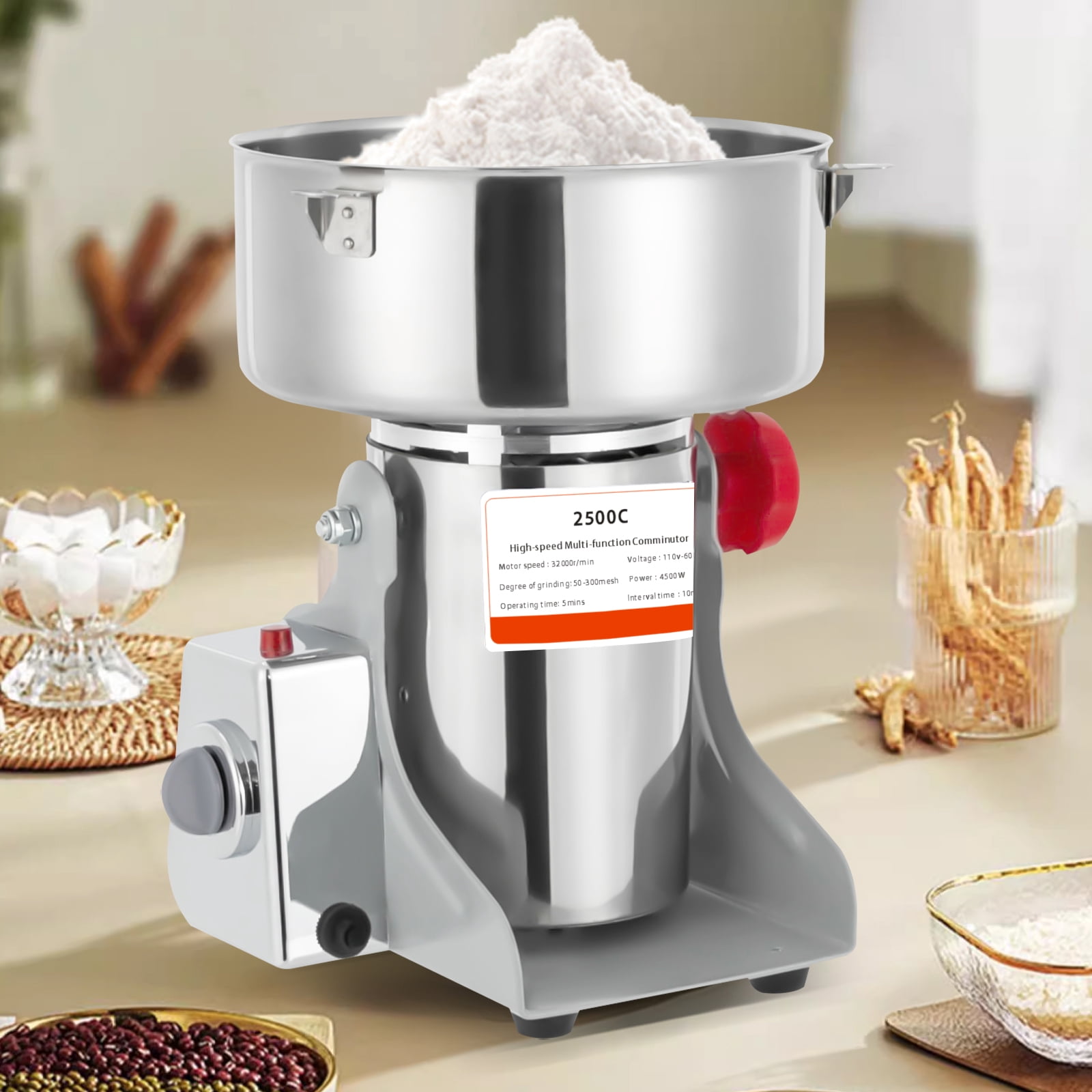 Peakora Electric Grain Mill 5.51 Lbs Max Grist Mill 4500w Lightweight ...