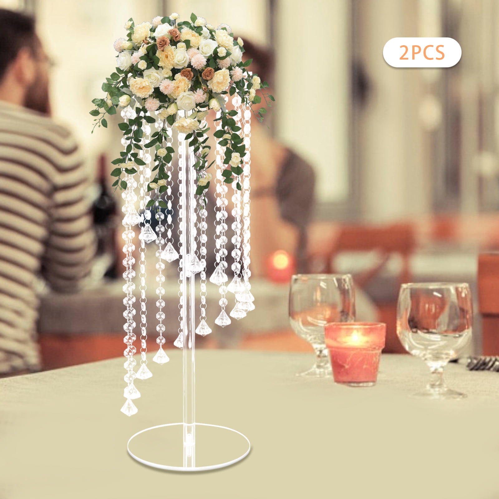Peakora Elegant Crystal Flower Stand for Weddings – 23.6" Acrylic ...