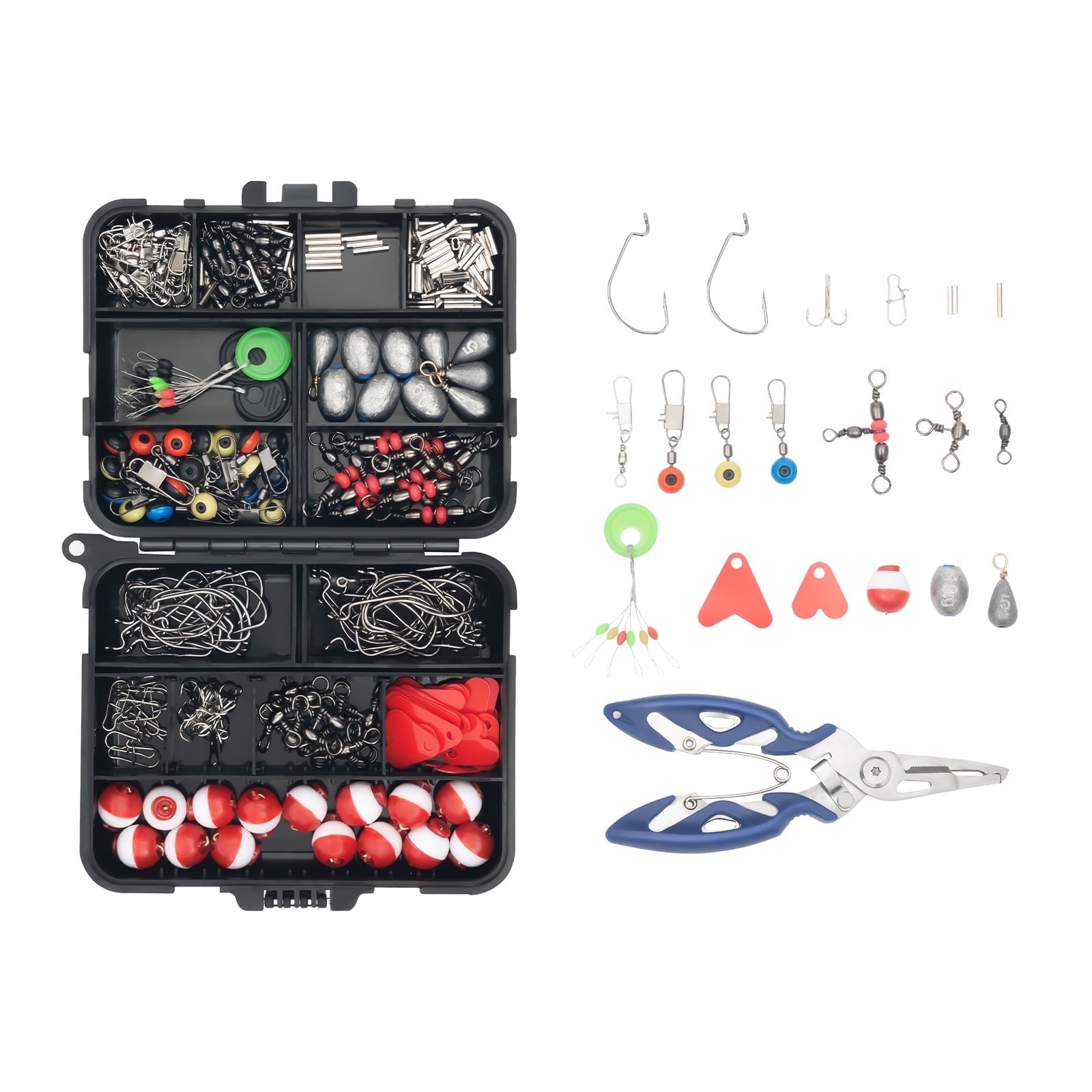 ToppiJoy Fishing Tackle Kit 263 Pcs with Tackle Box Crankbaits Hooks ...