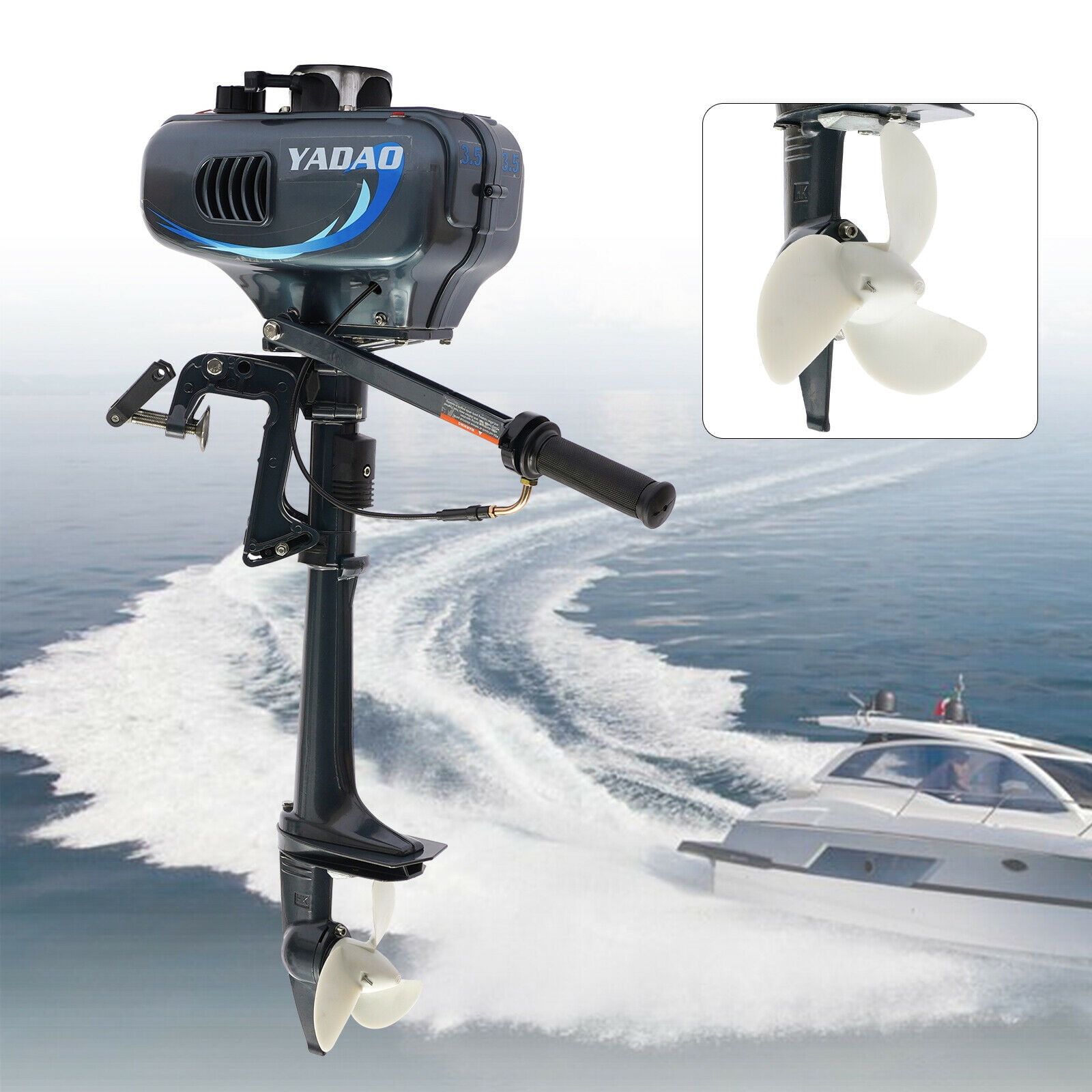 Peakora Gasoline Outboard Motor for Small Boats, 3.5HP 2-Stroke Engine ...